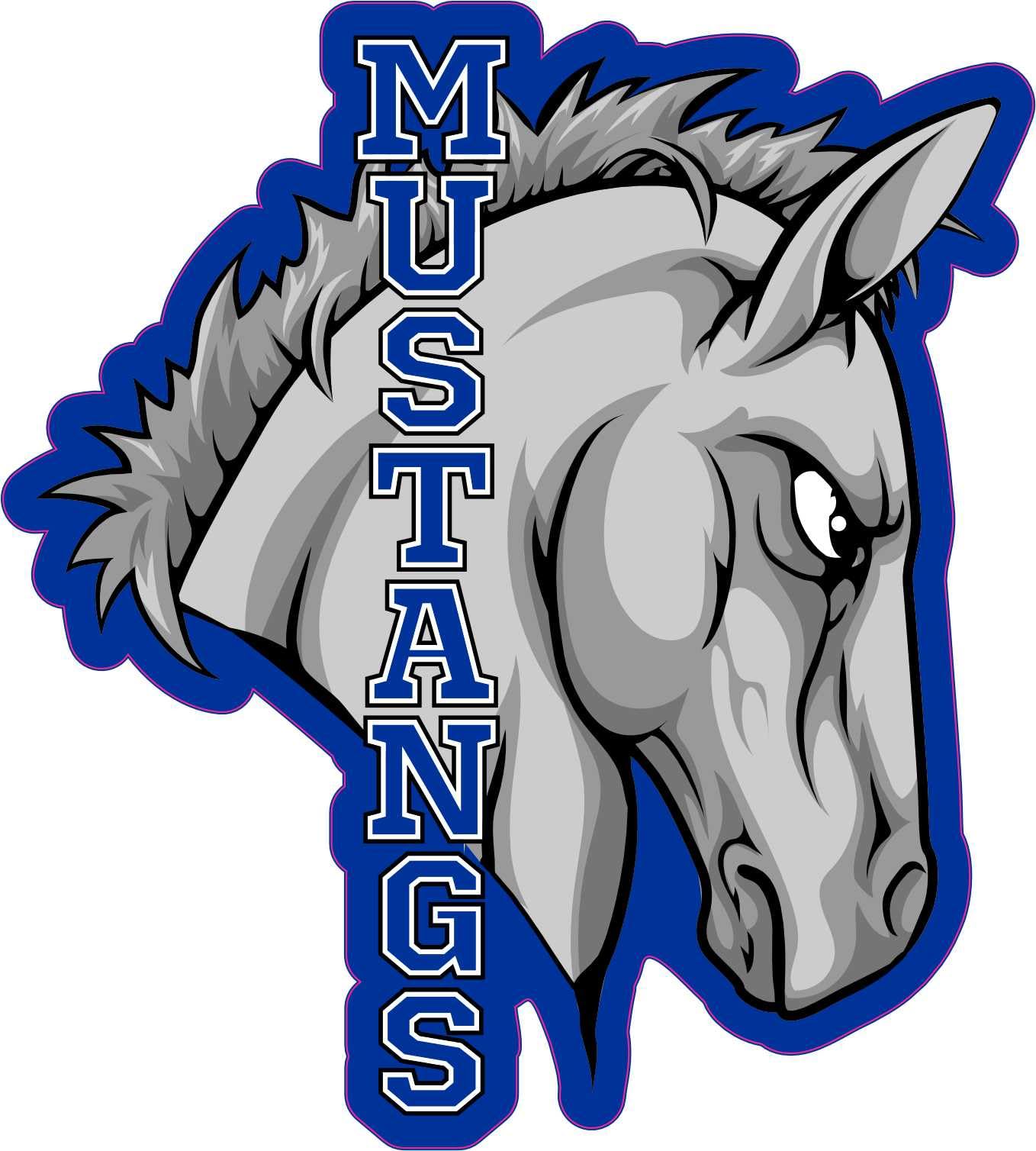 Amazon.com: StickerTalk Blue Mustang Head Mascot Sticker, 4.5 inches by ...