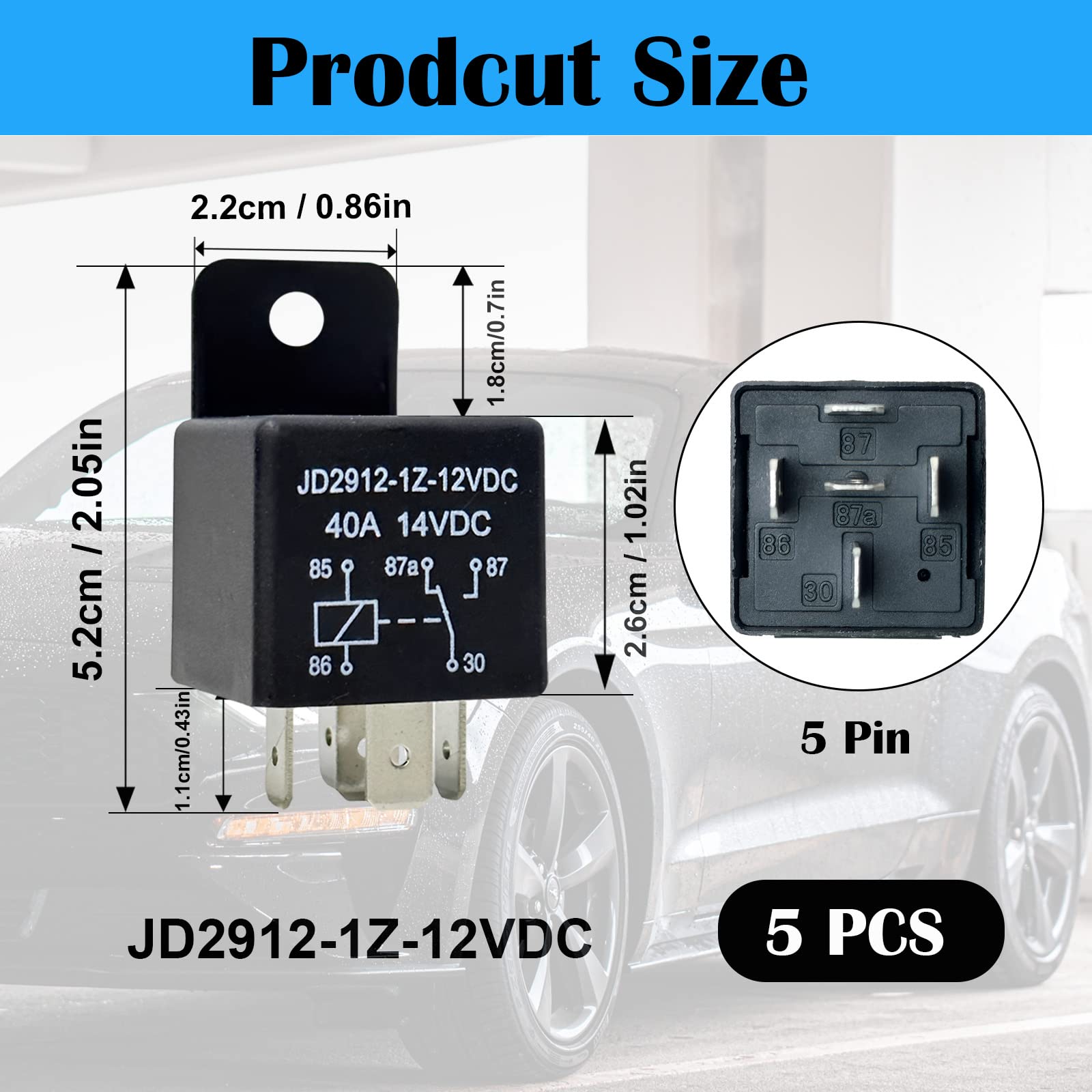 Snapklik.com : 5 Pack Relays 12V 40A, 5 Pin Relay Model JD2912-1Z-12VDC ...