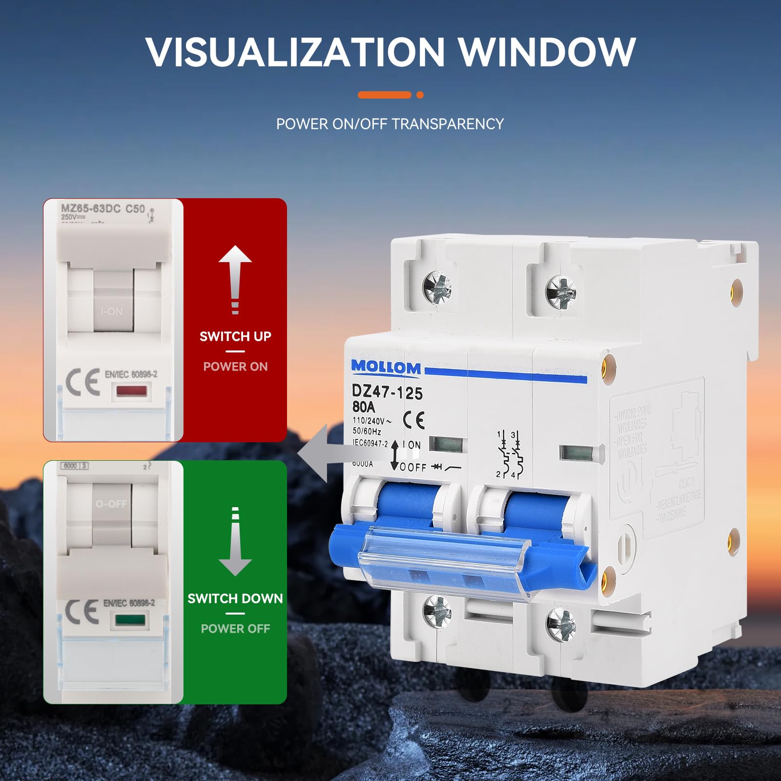 Snapklik.com : AC 2 Pole Miniature Circuit Breaker, 110V-240V 100Amps ...