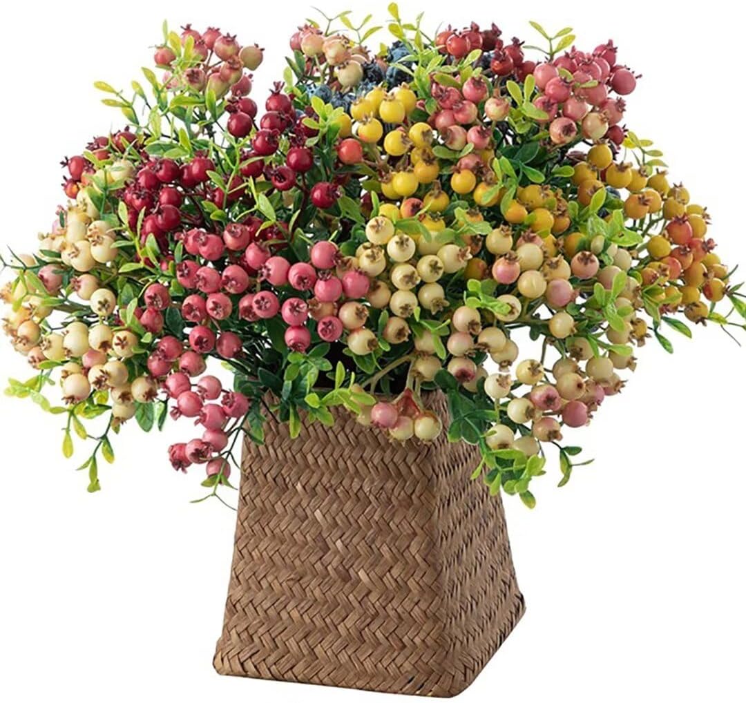 Amazon.com: Lovmeety 6 Pcs Artificial Berry Stems, Spring Fake Berries ...
