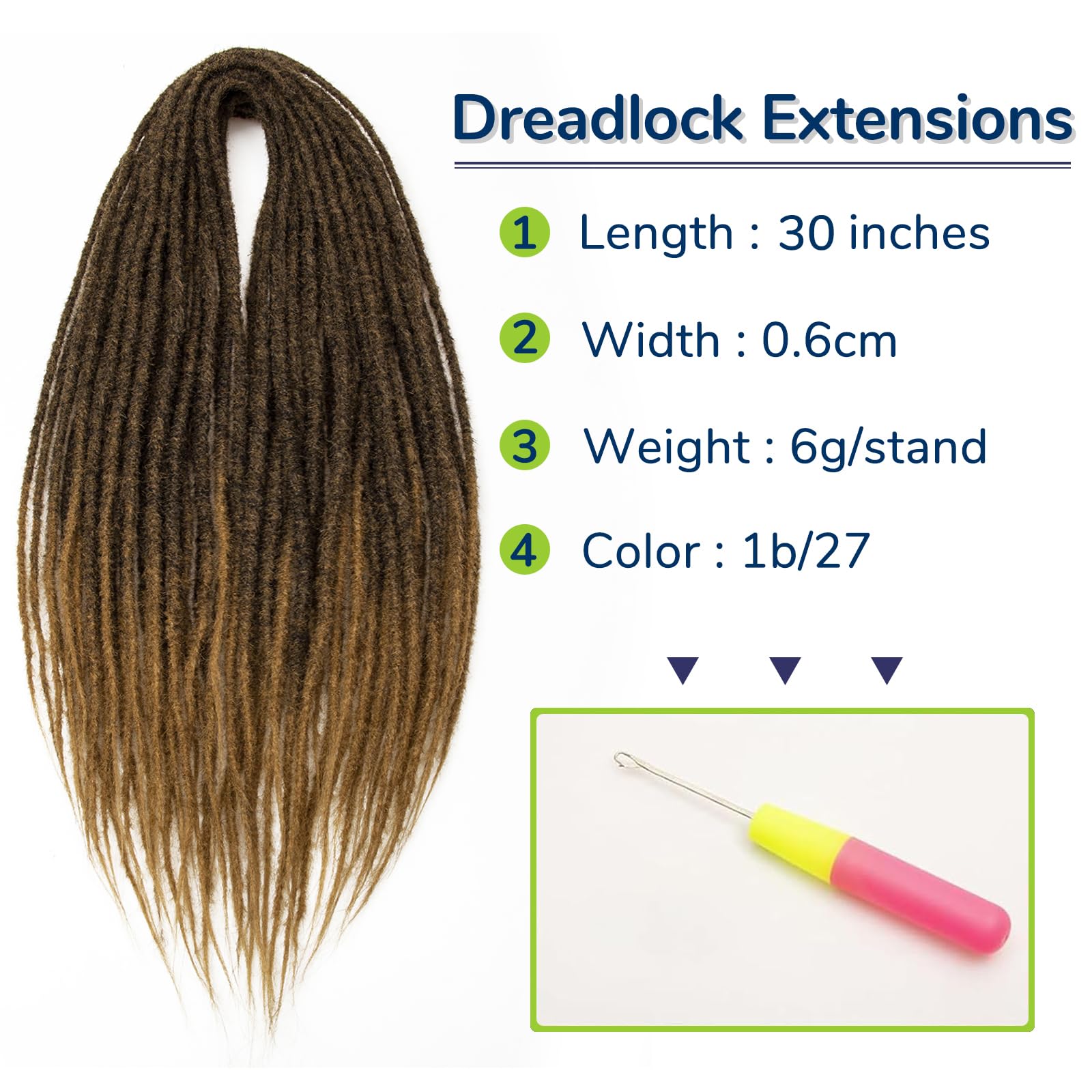 30 Inch Dreadlocks Extensions Dreads Locs Crochet Hair for Women 20 ...