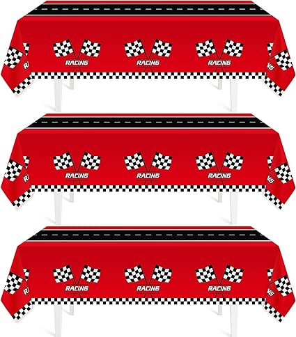 Amazon.com: Childom 3Pcs Racing Car Plastic Tablecloth, Race Birthday ...