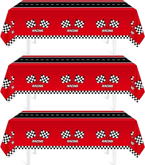 Amazon.com: Childom 3Pcs Racing Car Plastic Tablecloth, Race Birthday ...