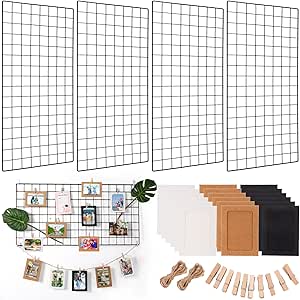 Amazon.com: Therwen 4 Pcs Wall Photo Grid Shelf Set 31.5 x 15.7 Inch ...