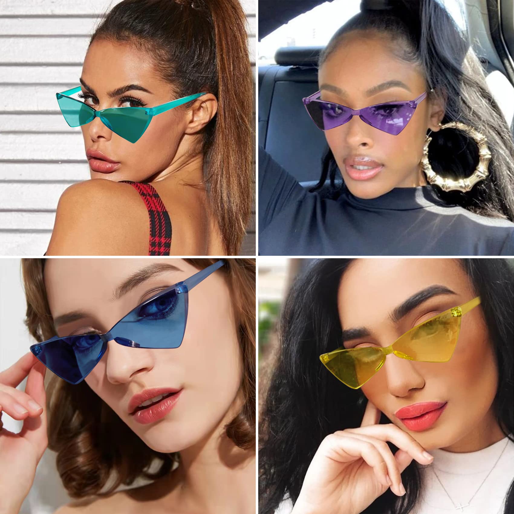 Snapklik.com : Triangle Rimless Sunglasses One Piece Candy Color Frameless Glasses Party Eyewear ...