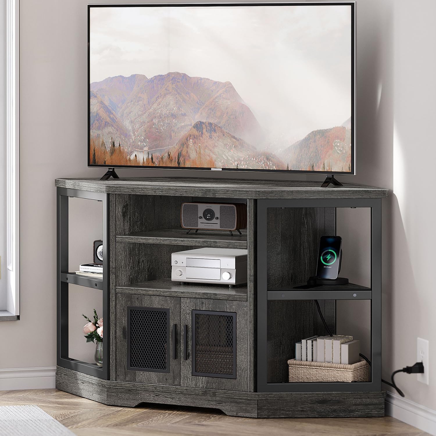 Amazon.com: YITAHOME Corner TV Stand for TVs up to 55 Inch with Power ...