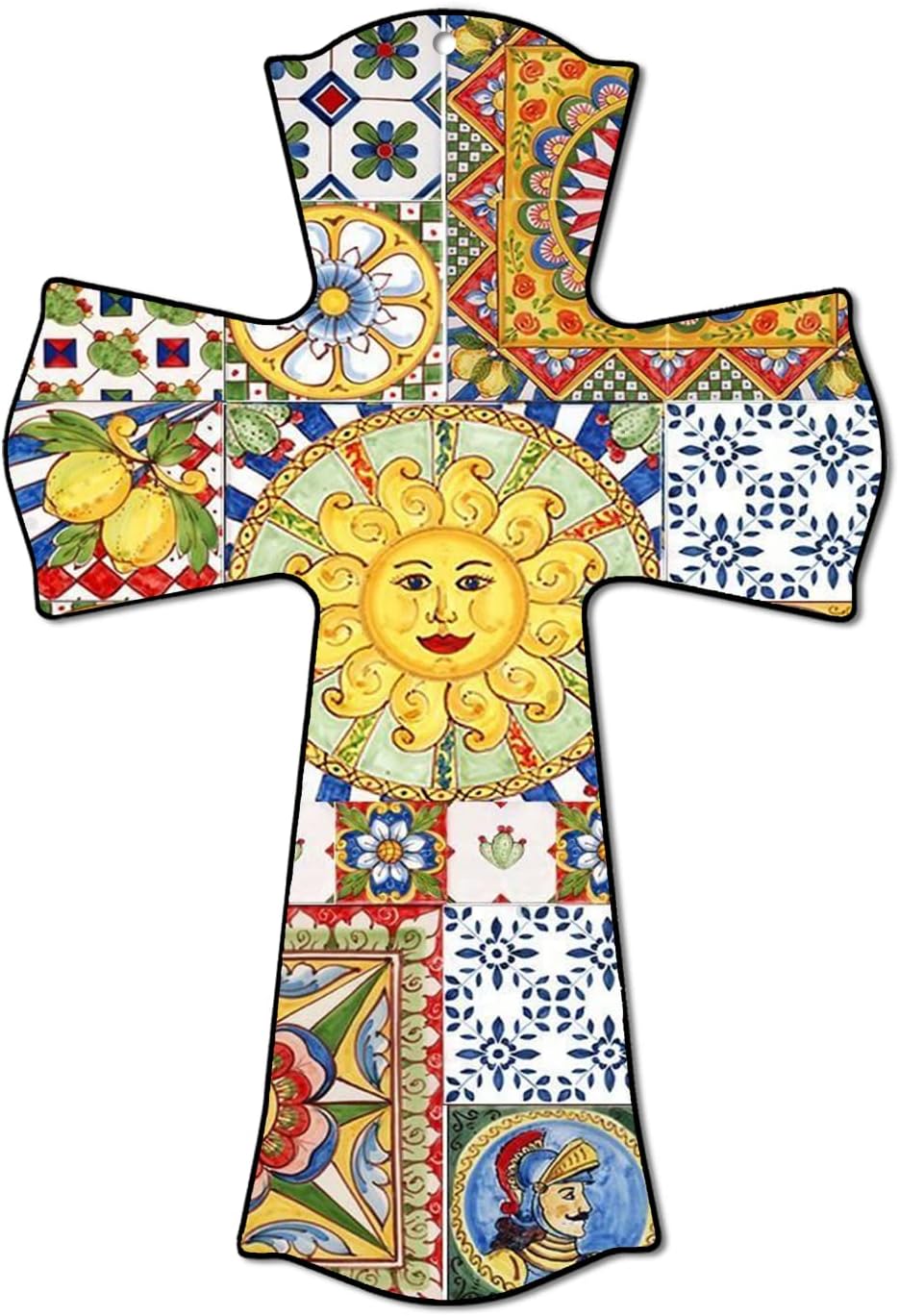 Amazon.com: CALUOHO Hand Painted Flowers Wood Cross Wall Art Decor Wood ...