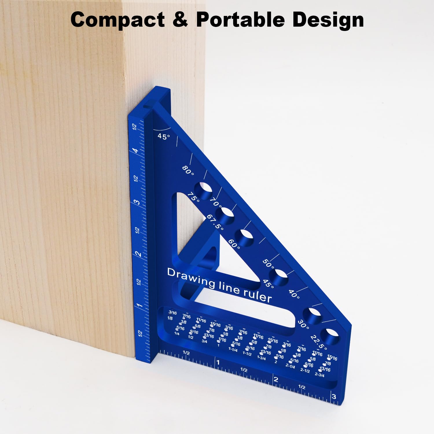 3D Multi-Angle Aluminum Alloy Woodworking Square Ruler, 22.5-90 Degree ...