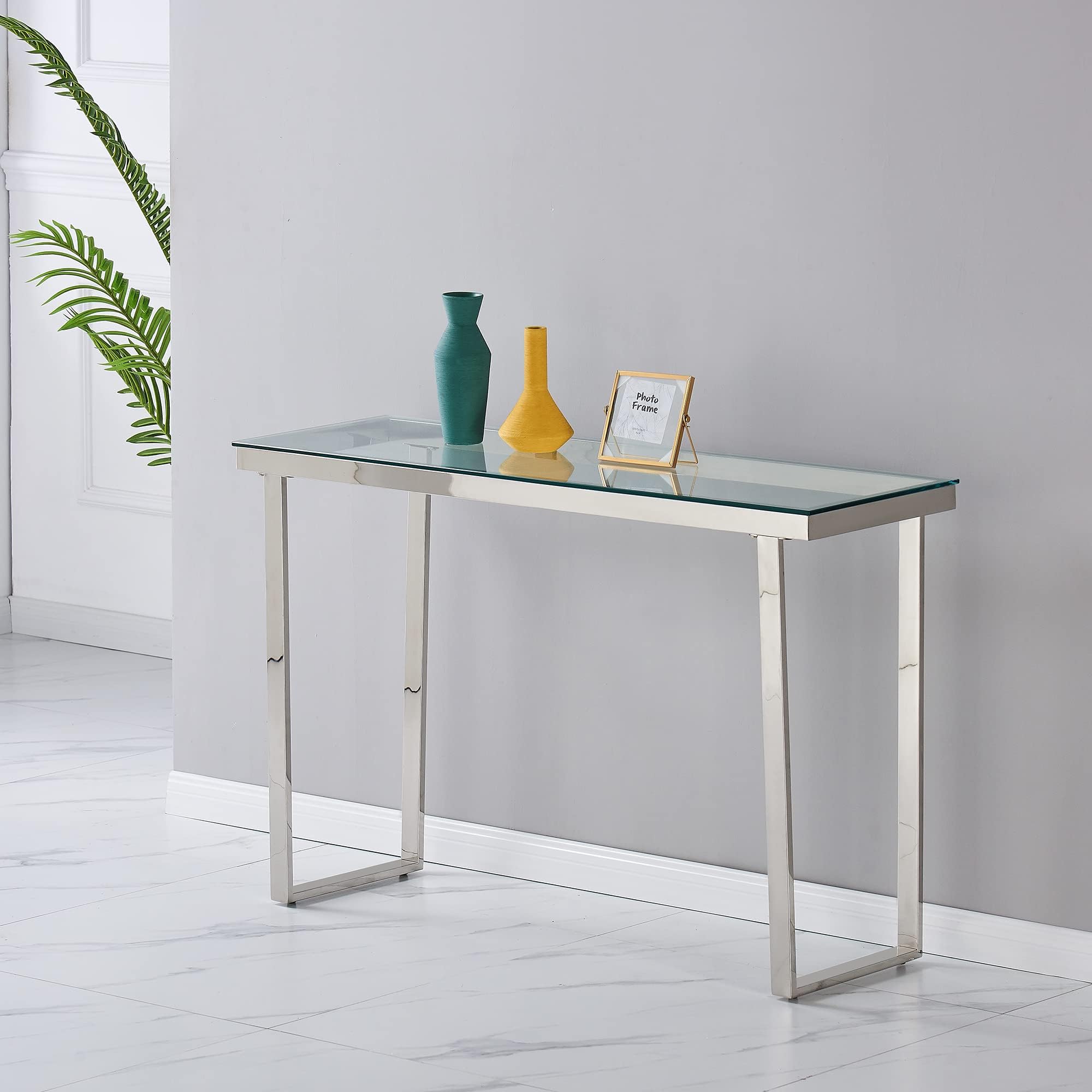 Julian Bowen Amalfi Bent Glass Console Table, Tempered, Height: 76 ...