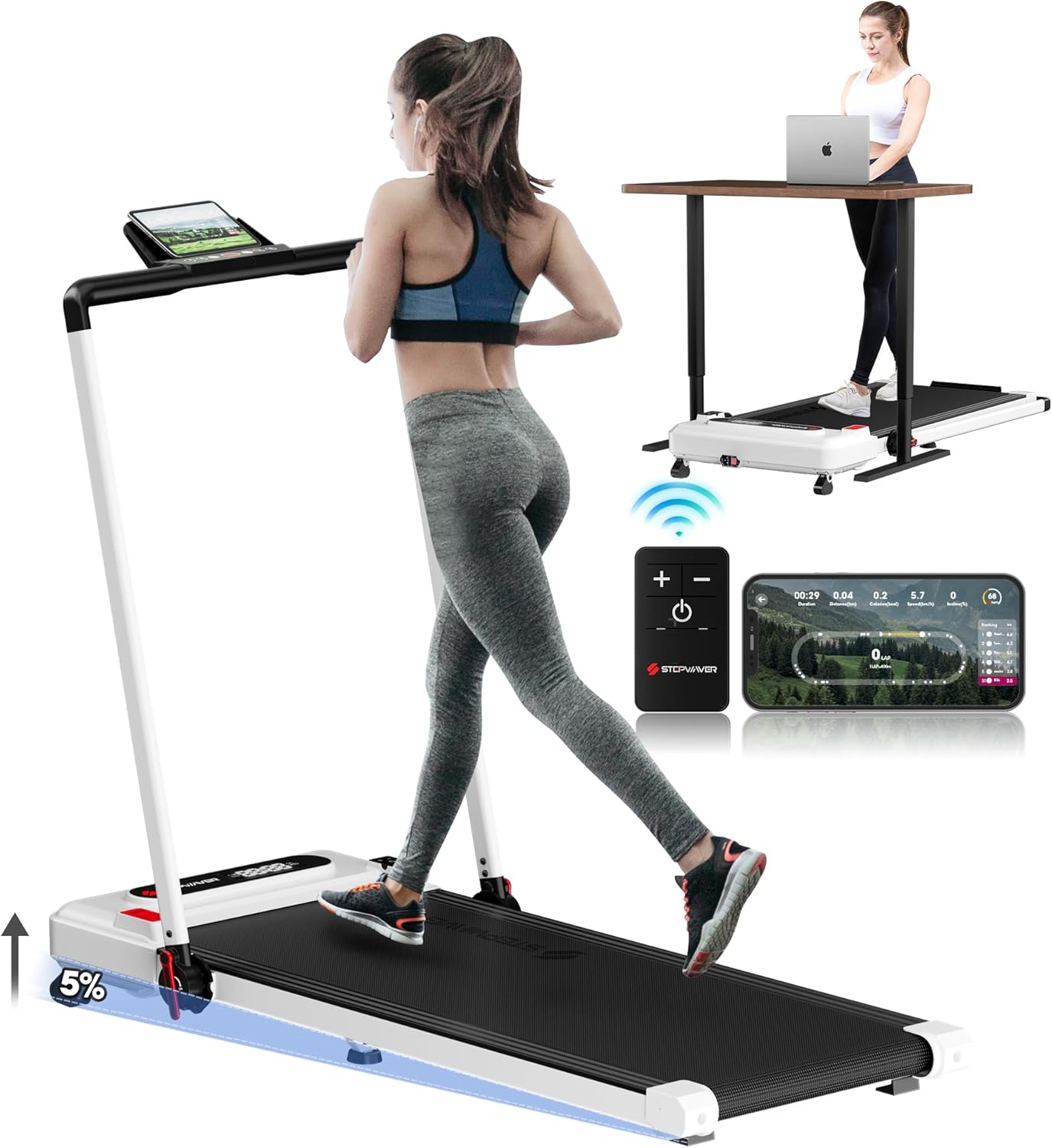 Amazon.com : Stepwaver Walking Pad Treadmill for Home, 2 in 1 Foldable ...