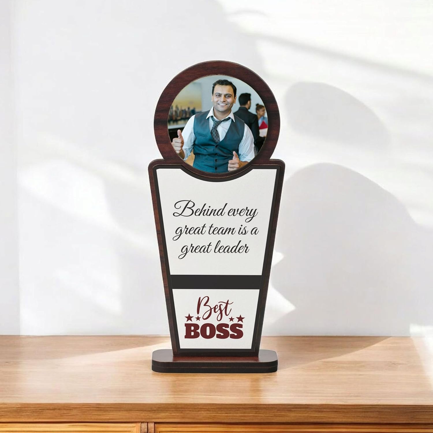 GKD Best Boss Personalized Wooden Trophy – Custom Photo Printed Memento ...