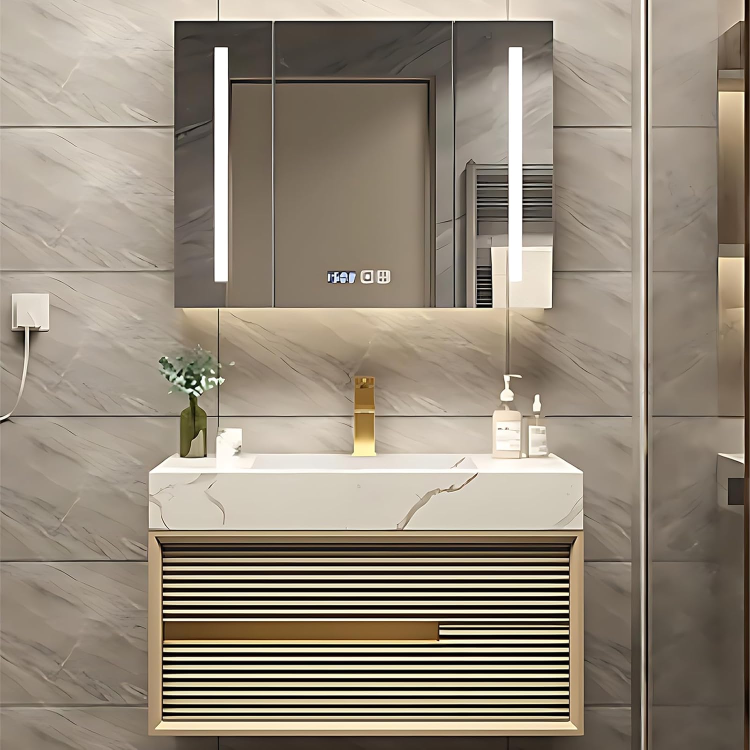 Amazon.com: High QLO Bathroom Vanity with Sink - Wall-Mounted Solid ...