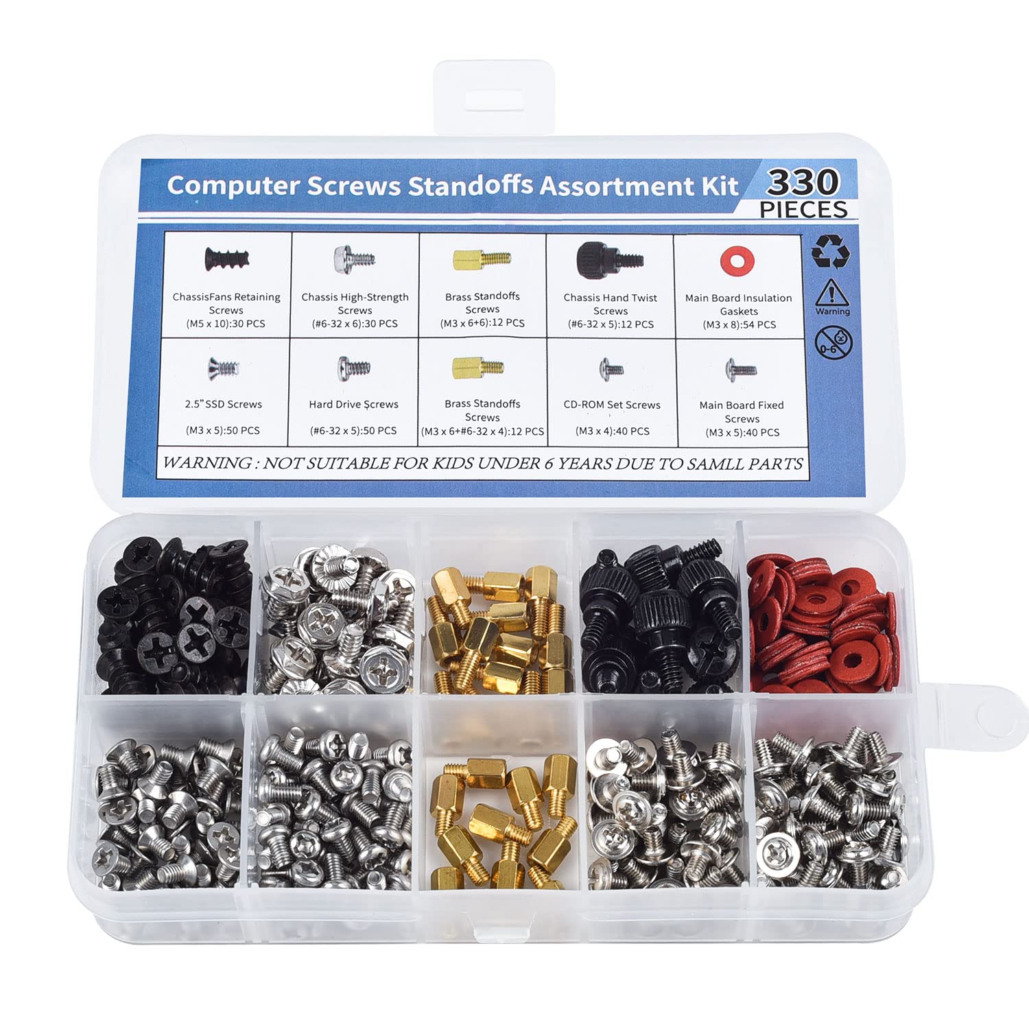 330PCS Computer Motherboard Standoffs Screws Kit, Computer Screws for ...