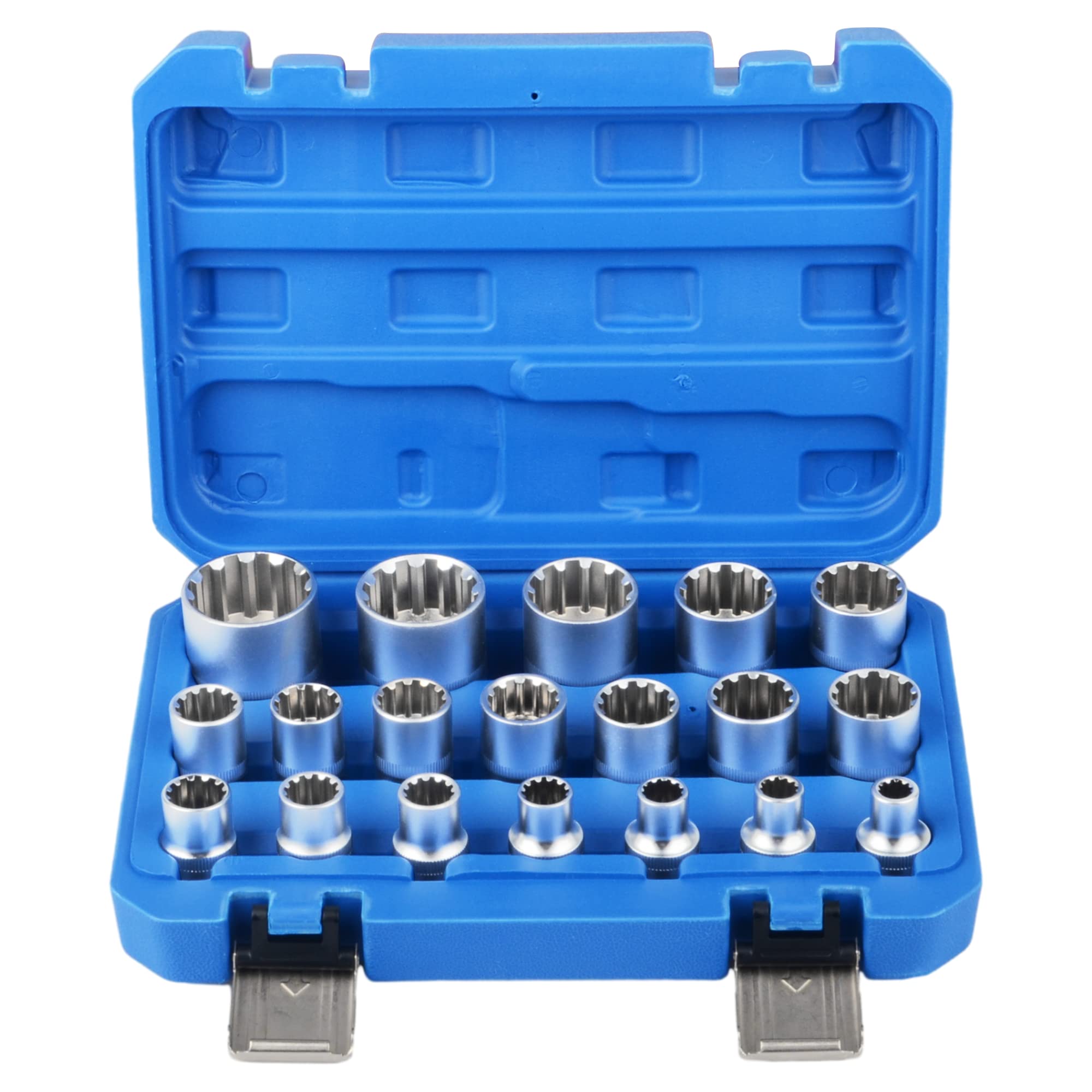 DAYUAN Spline Socket Set 1/2" Drive Universal Metric 8-32mm 12-Point Cr ...