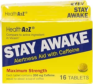 Amazon.com: HealthA2Z® Stay Awake | 200 mg Caffeine | Alertness Aid ...