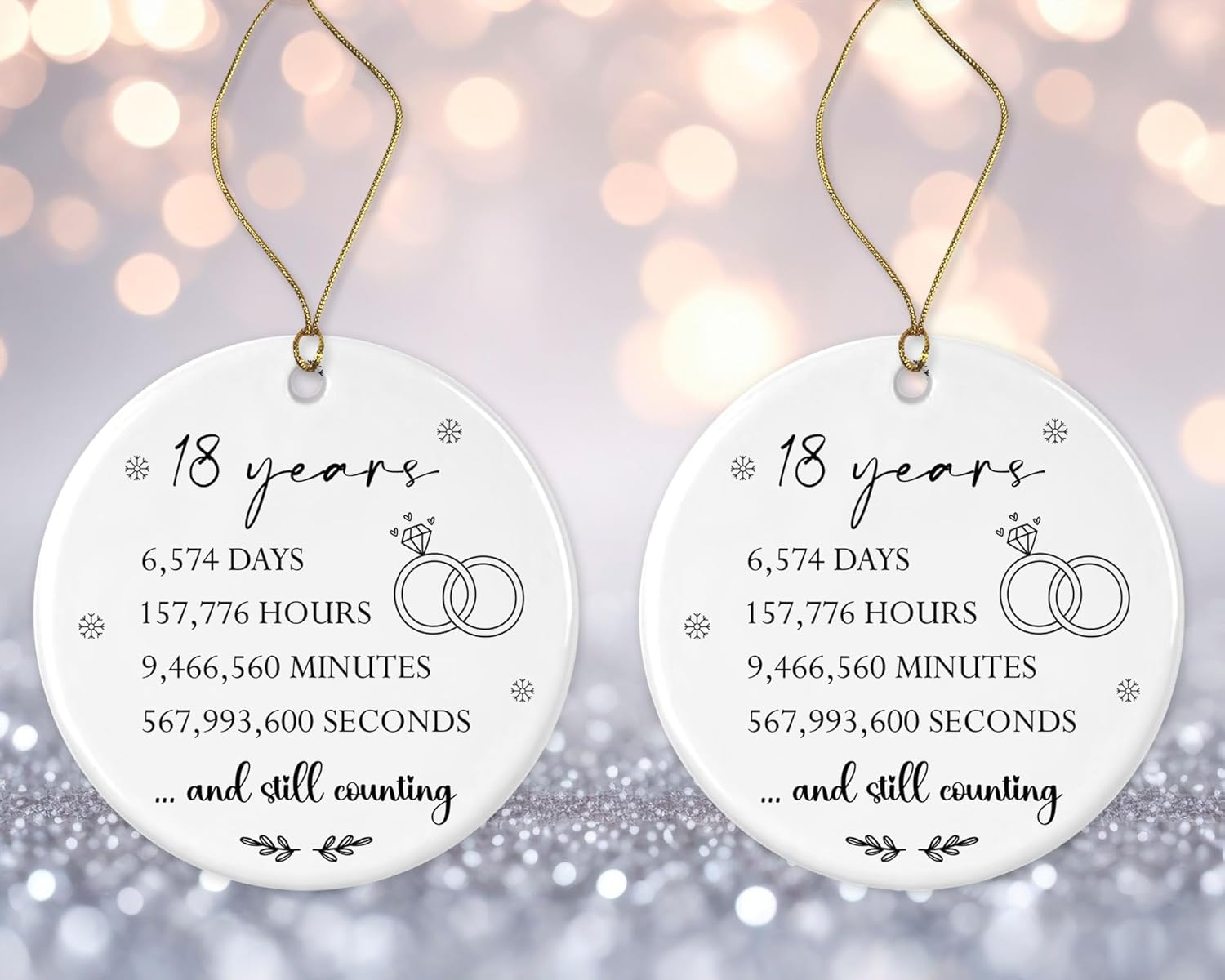 Amazon.com: 18 Years Wedding Anniversary Ornament, 18Th for Couple ...