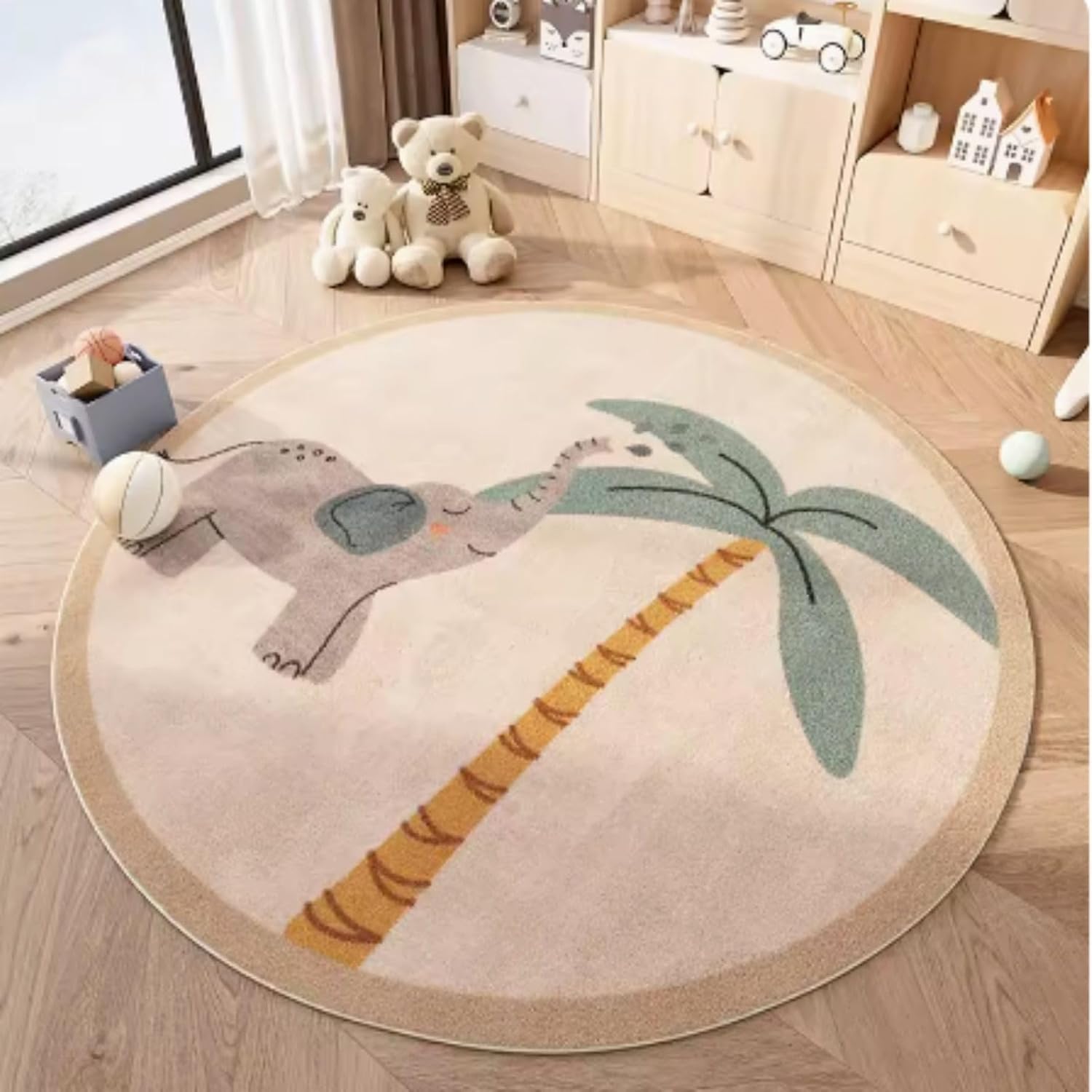 Amazon.com: Cute Elephant Round Rug 5ft Cartoon Animal Elephant and ...