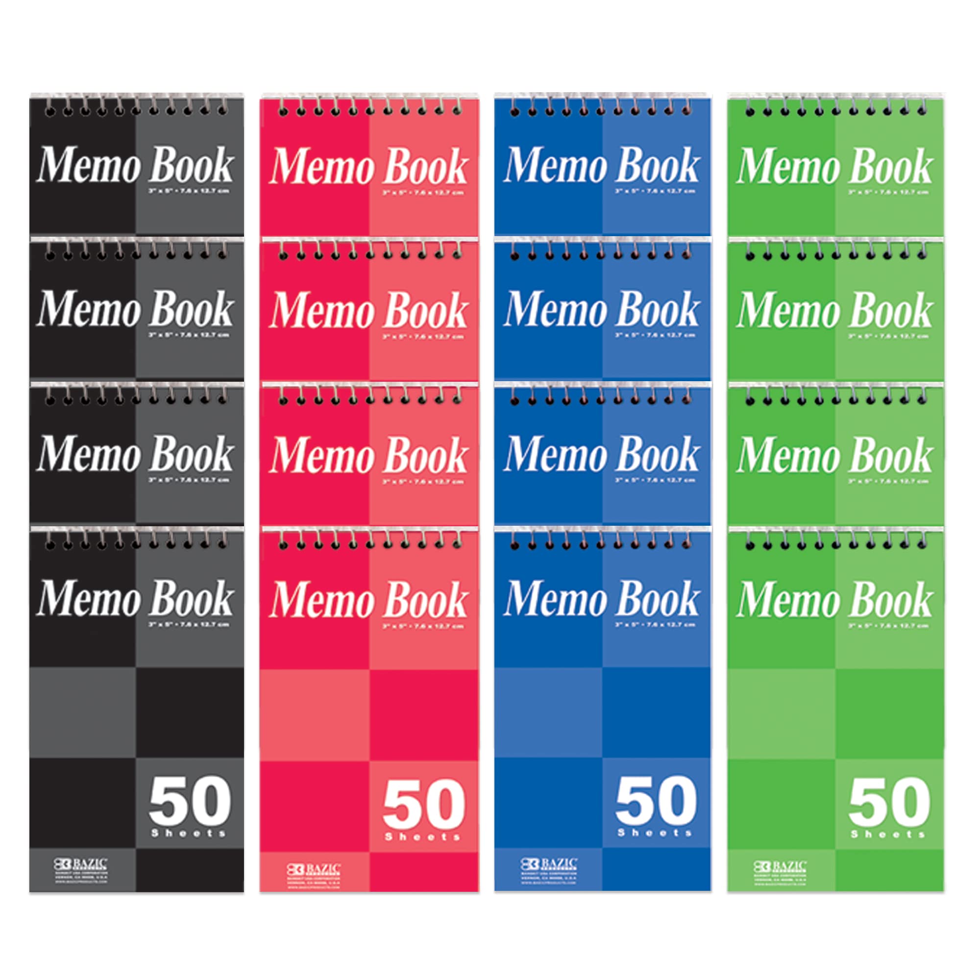 Amazon.com : BAZIC Small Notebook Memo Size Pad, 3"x5" Spiral Top Bound ...
