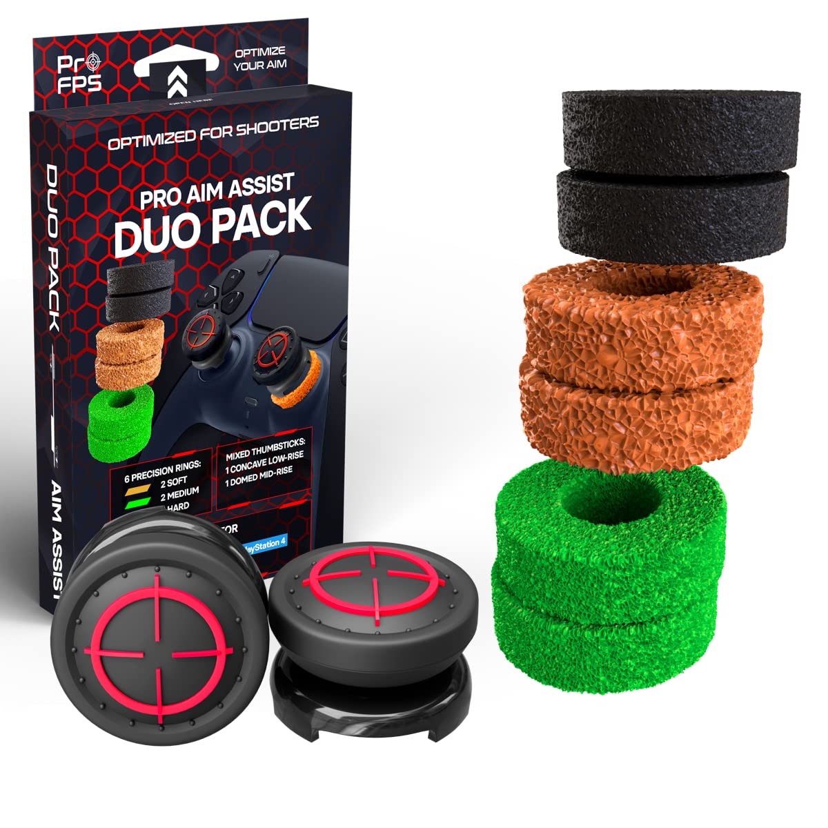 ProFPS PS5 Zubehör / PS4 Zubehör - 6x Precision Rings & 2x Domed PS5 ...