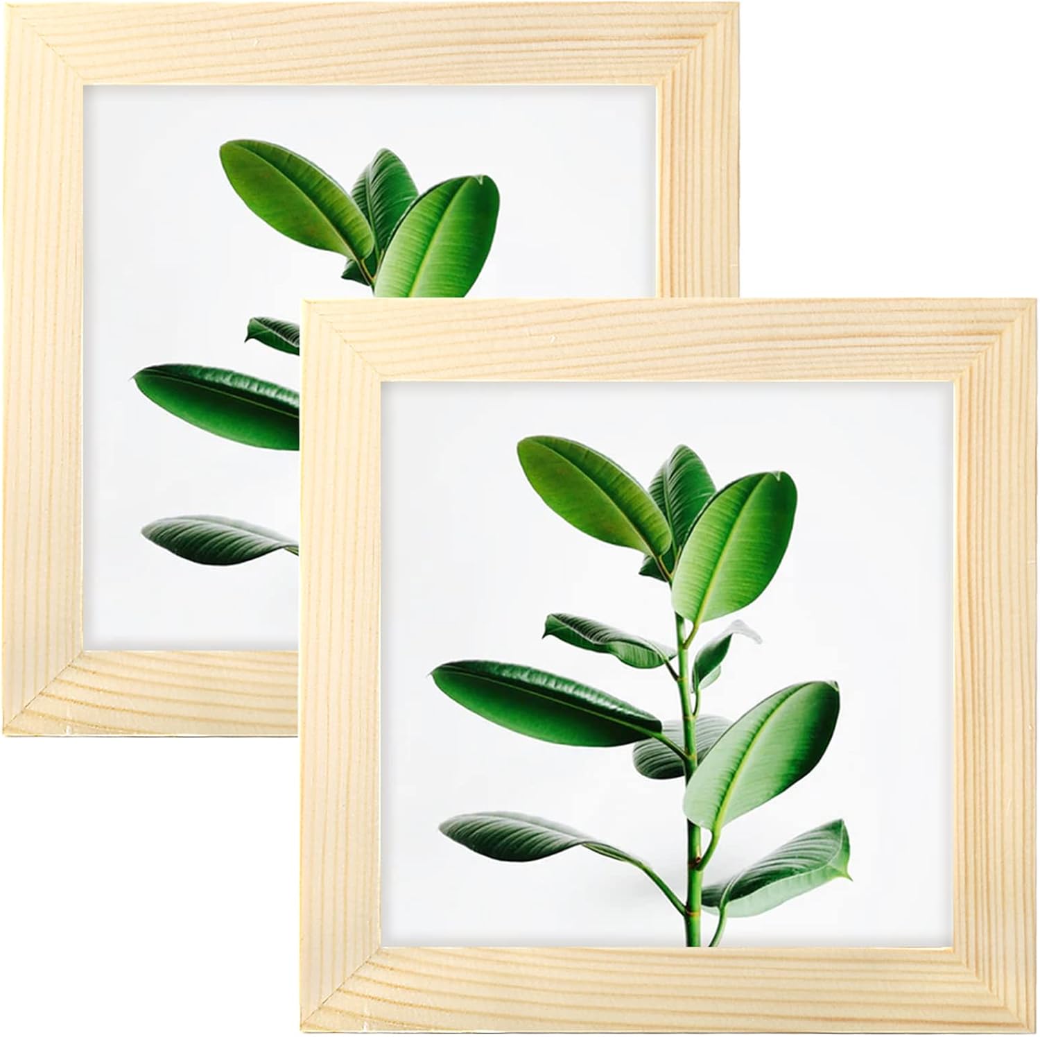Amazon.com - Picture Frames 5x5 Grain Nature Solid Wood 2 Pack for Wall ...