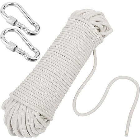 Amazon.com: ZEONHEI 328 Feet 1/4 Inch White Natural Cotton Rope, Cotton ...