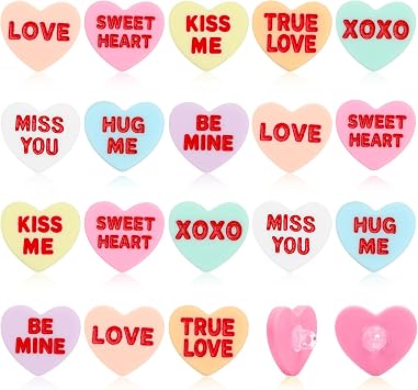Amazon.com: AUGSUN 40Pcs Valentine Conversation Heart Resin Buttons for ...