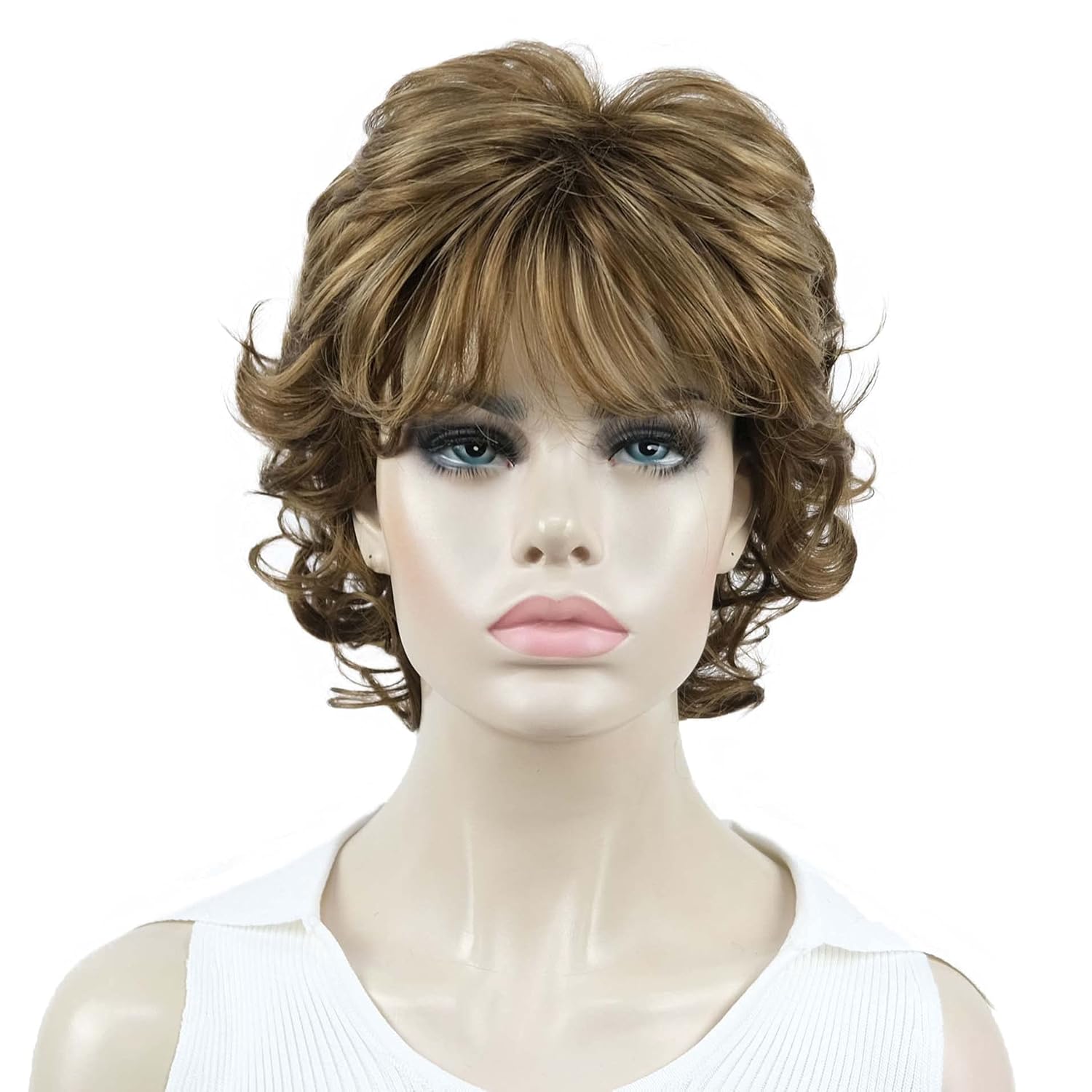 Amazon.com : Aimole Synthetic Wigs Women's Curly Ends Short Fiber Wig ...