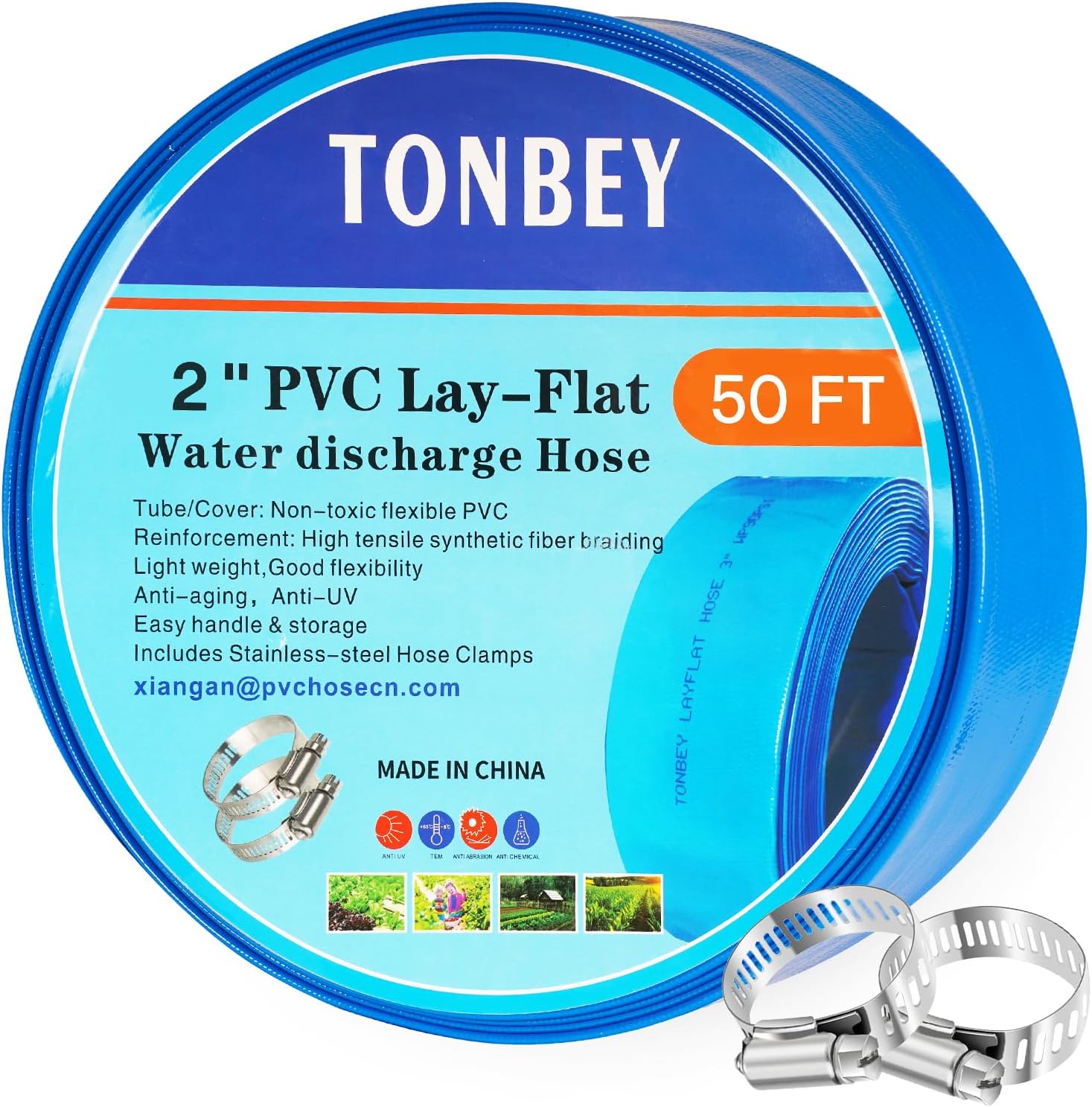 Amazon.com: 2 Inch x 50Ft Length Swimming Pool Backwash Hose Heavy Duty ...