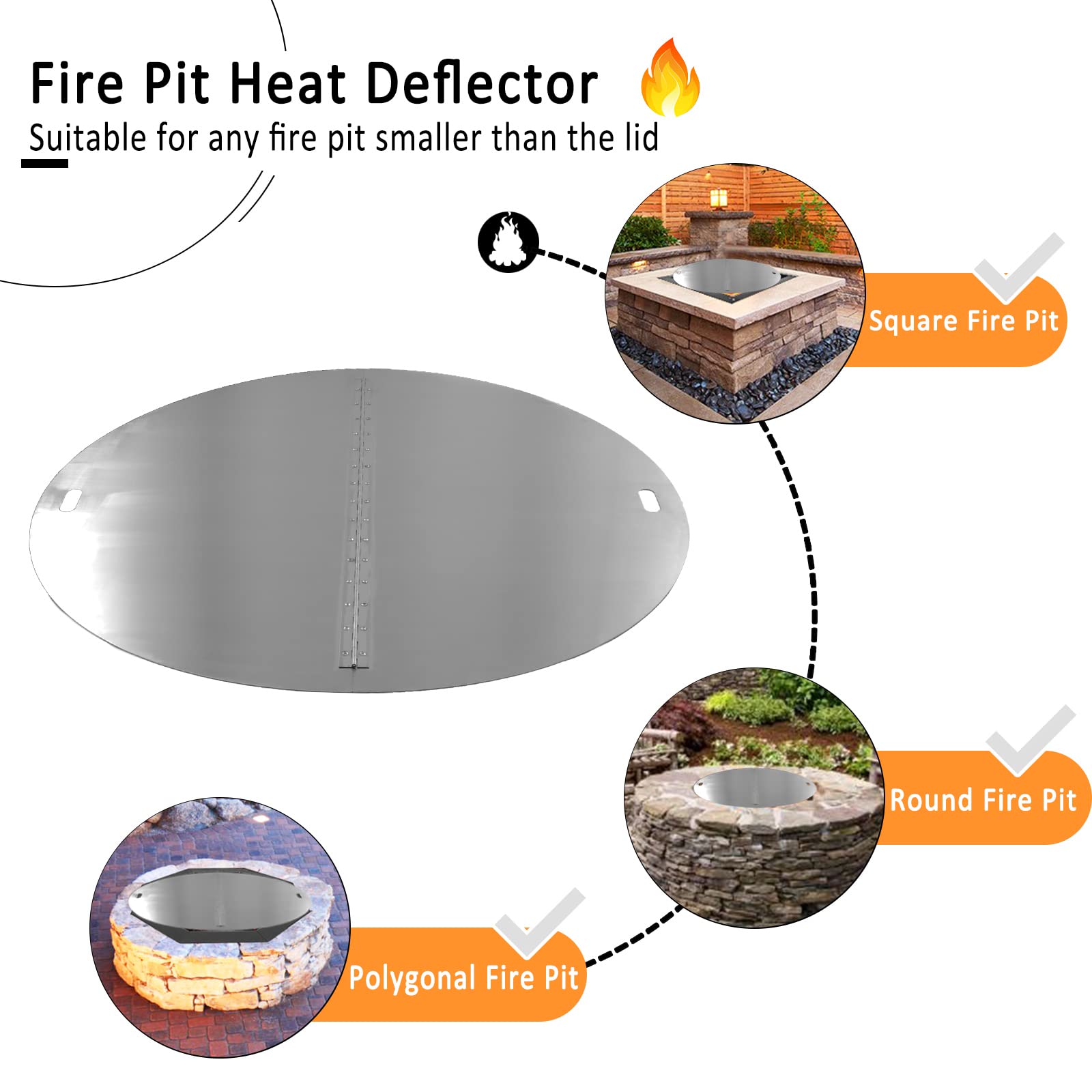 Marada 40 Inch Fire Pit Lid Round 430 Stainless Steel Cover Heat ...