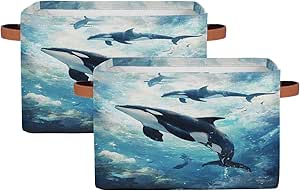 Amazon.com: Gumuslen 2 Pack Killer Whale Storage Baskets Watercolor ...