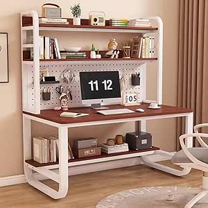 Amazon.com: Large Pc Table Computer Desk With Shelves - Home Office ...