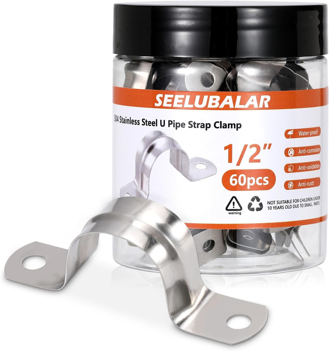 SEELUBALAR M12 Pipe Clamps, 1/2 Inch 304 Stainless Steel Conduit Clamps ...