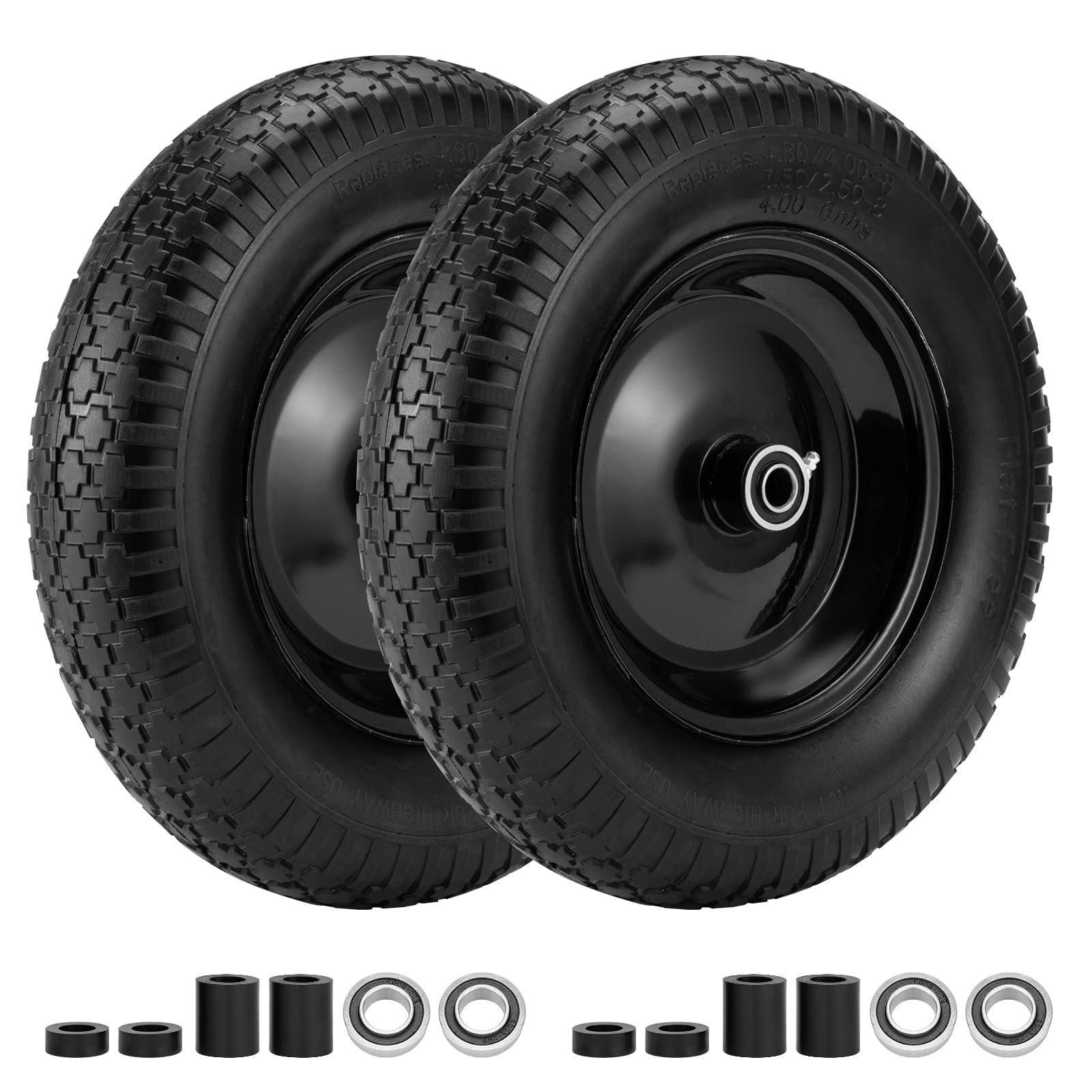 Amazon.com: 4.80/4.00-8" Flat Free Tire and Wheel 14.5" Wheelbarrow ...