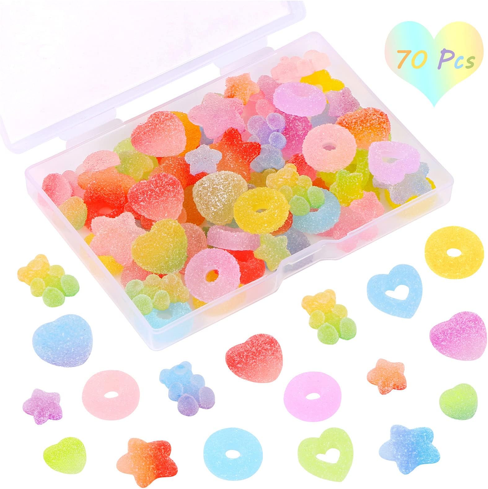 Amazon.com: DIYOMR 60Pcs Cute Candy Resin Charm Flatback Fake Candy ...