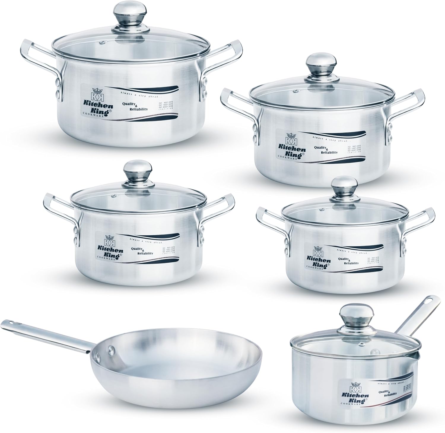 Kitchen King Frying Pan Pots and Pans Cookware Set with Lids Induction ...