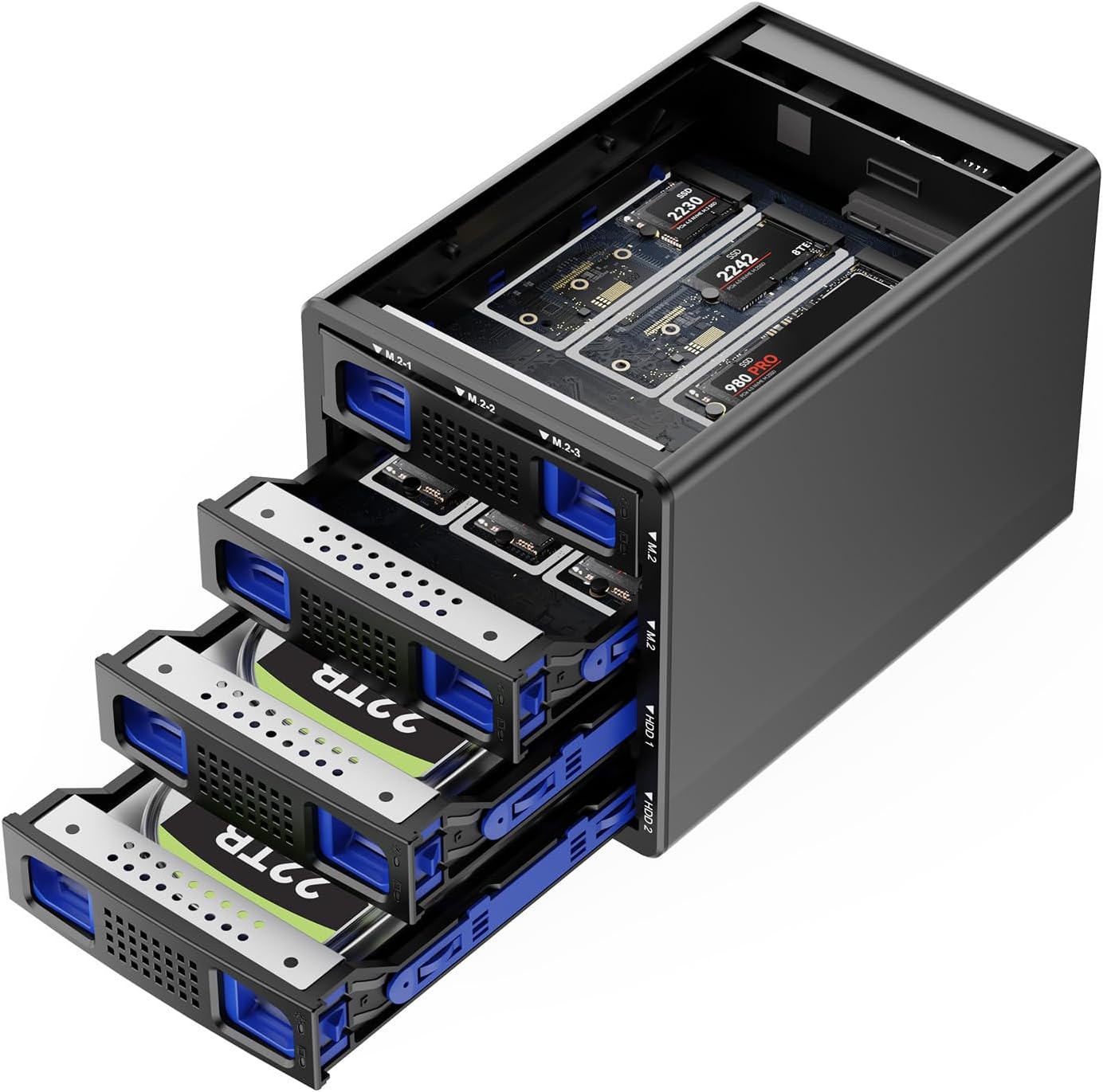 Amazon.com: CENMATE Hybrid 2*2.5/3.5" SATA HDD/SSD+6* M / B+M Key M.2 NVMe Enclosure with ...