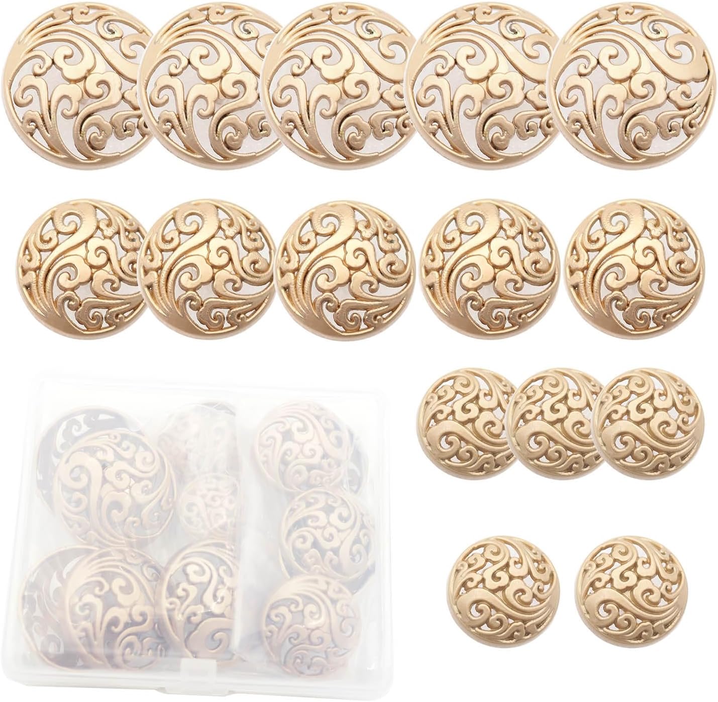 Amazon.com: WOSHIMT 15PCS Metal Button Embellishments Set Size 15mm ...