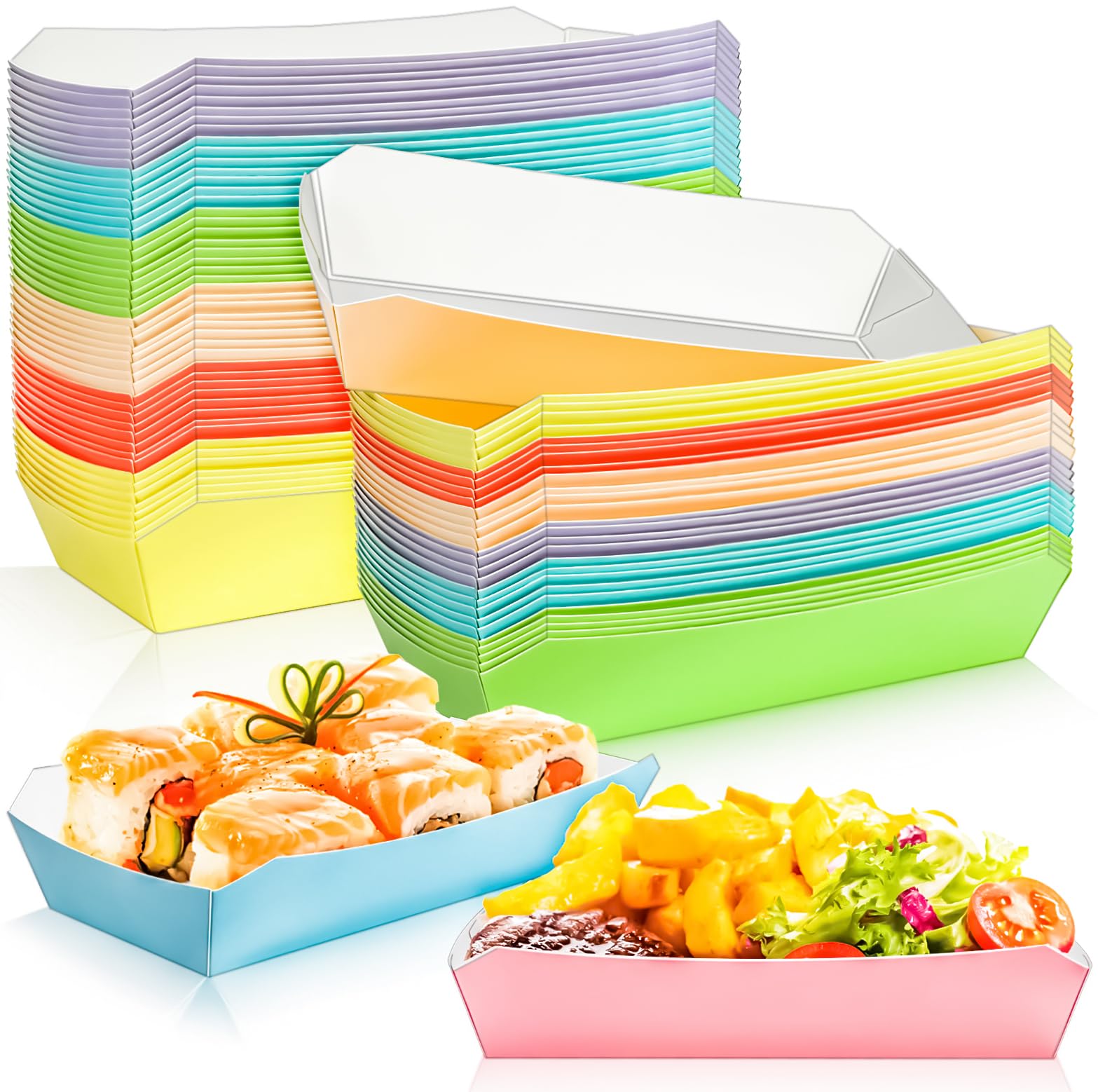 Snapklik.com : MotBach 7inch 2.5Lb Paper Food Boat Trays Disposable ...