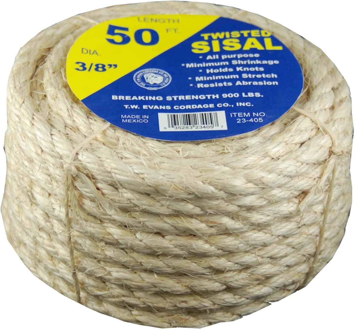 T.W Evans Cordage 23-210 Twisted Multi-Purpose Rope, 1/4 in Dia x 100 ...