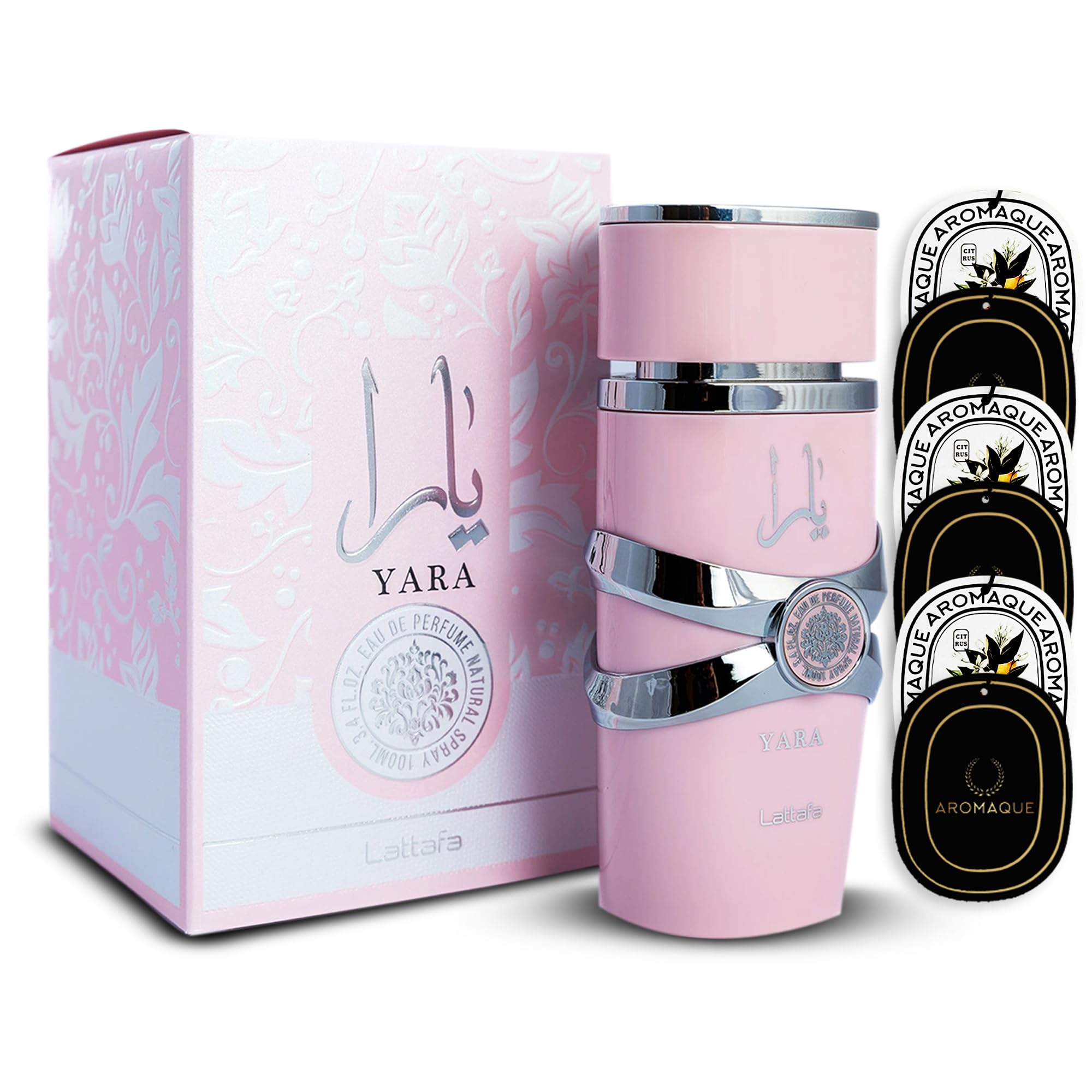 Buy Bundle of Yara Lattafa Perfumes for Women 3.4oz EDP & 4 Car ...