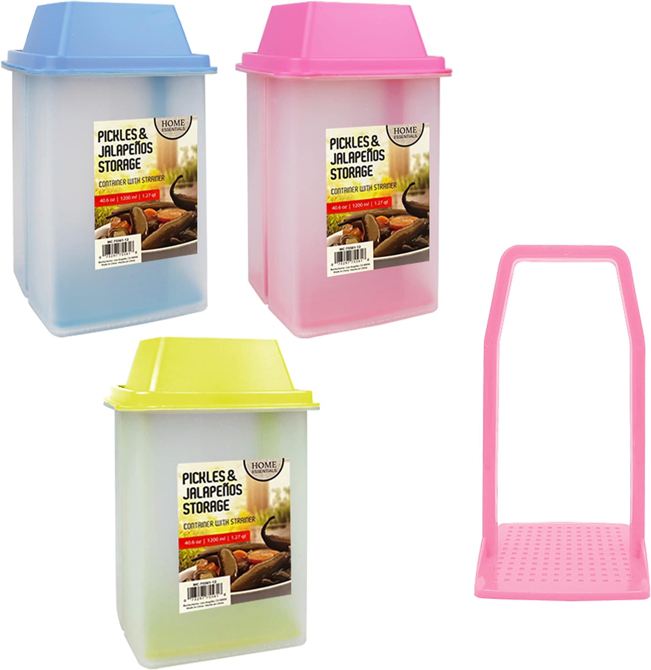 Amazon.com: 2 Pickle Storage Container Food Jar Holder Olive Jalapeno ...