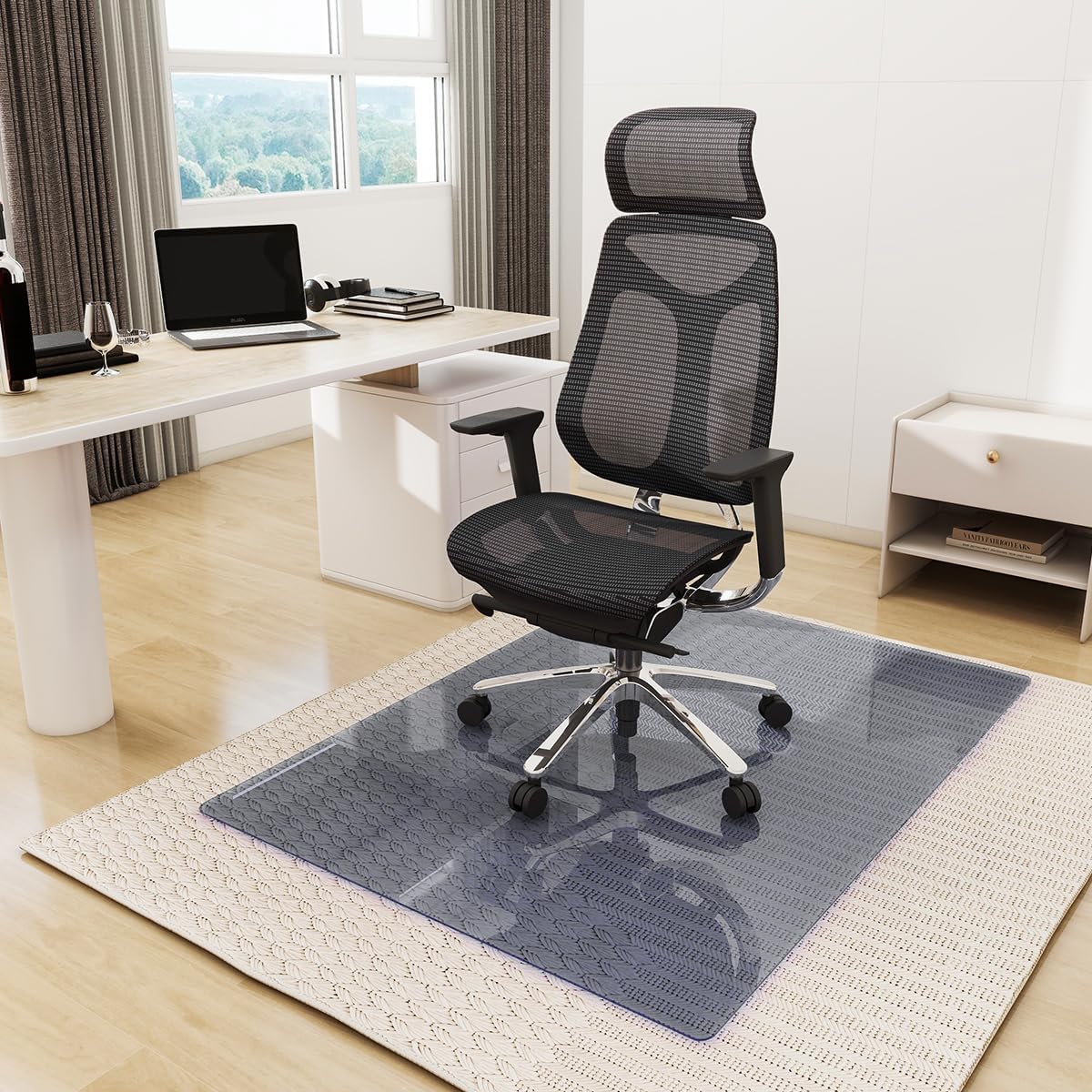 Amazon.com: [Tempered Glass] Glass Floor Mat for Office Chair, 36" x 46" Heavy Duty Hard Office ...