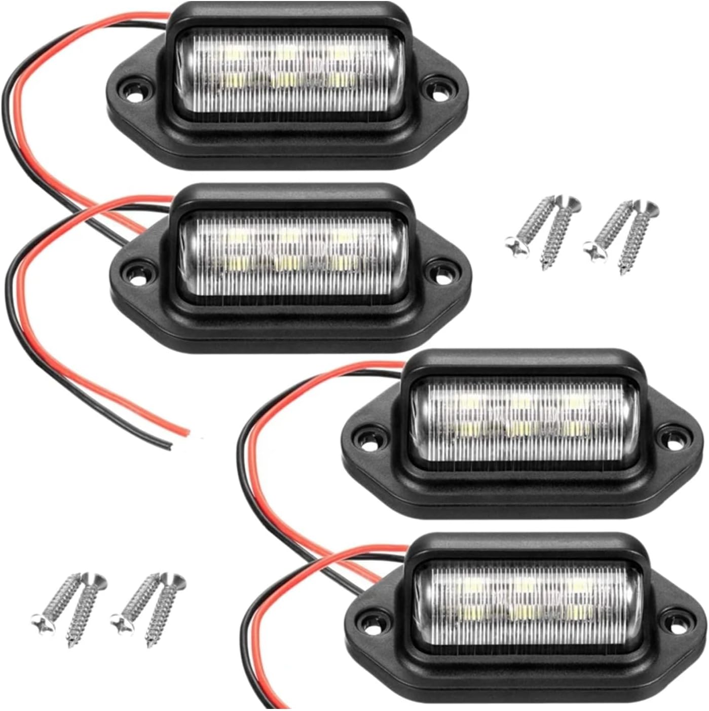 YUANFU 4pcs LED Number Plate Lights Waterproof 12V 24V License Plate 6 ...