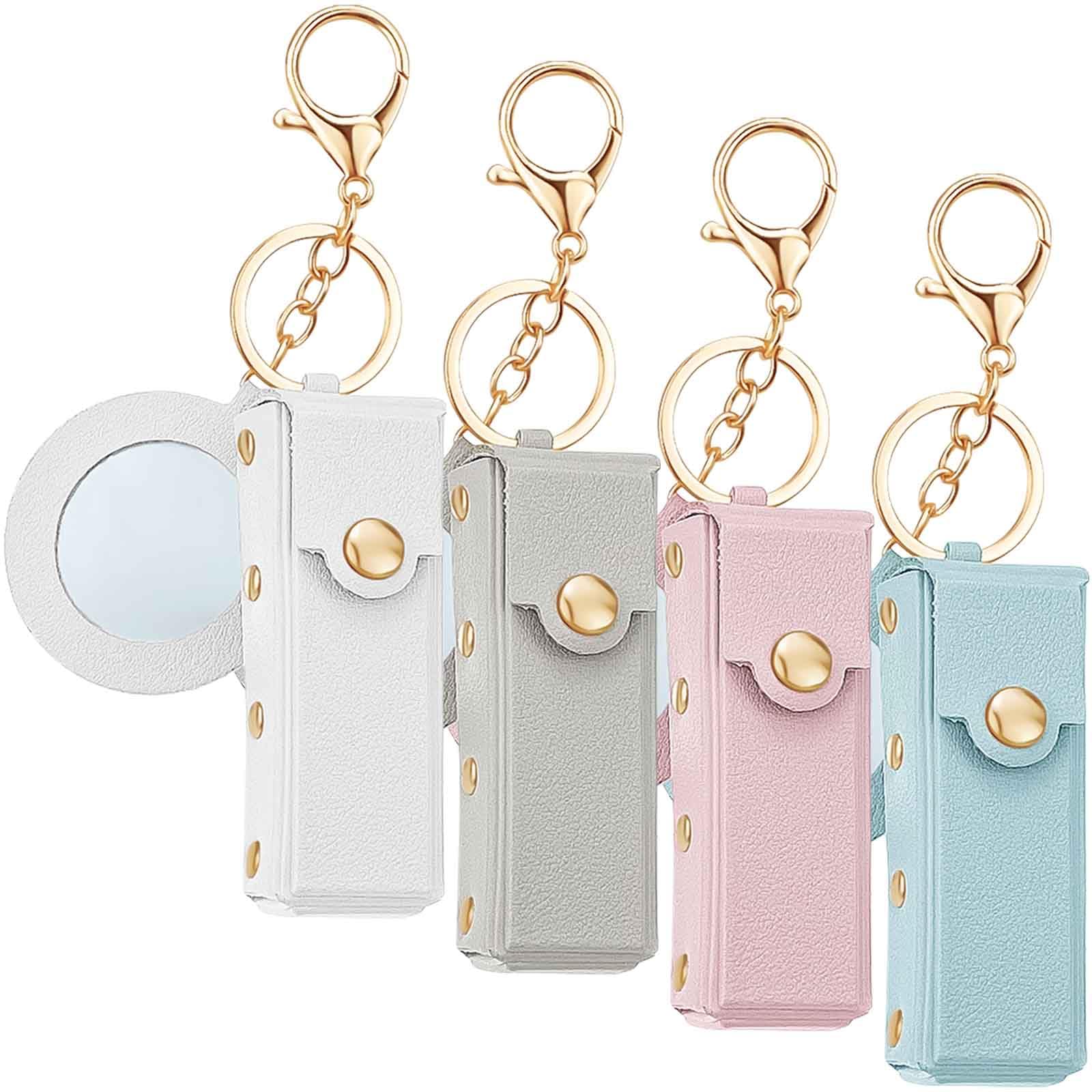 Amazon.com: 4Pcs Lipstick Holder Keychain with Mirror, PU Leather ...