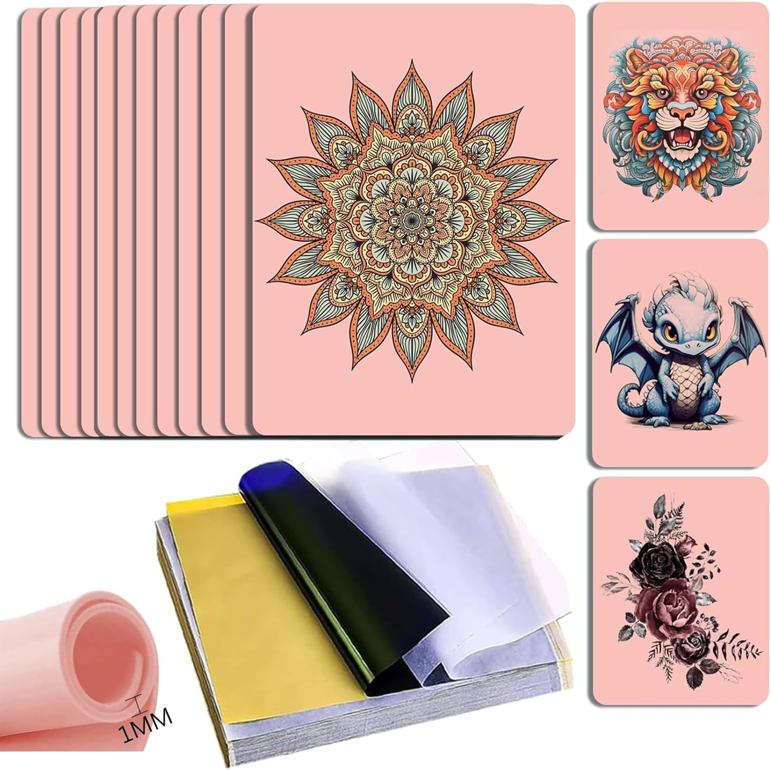 Amazon.com: Jconly Tattoo Practice Skins with Transfer Paper - 35Pcs ...