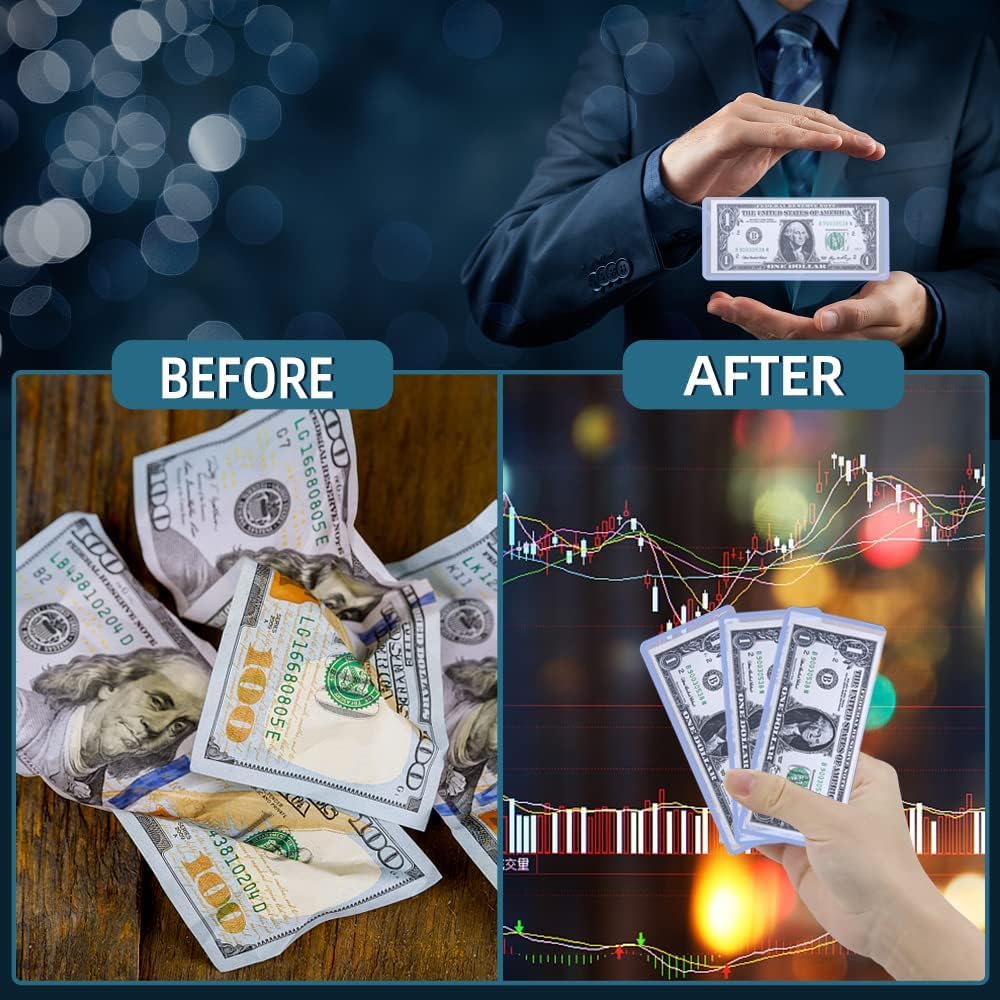 Snapklik.com : 30 Pack Dollar Bill Sleeves, 6.8" X 2.9" Clear Currency ...