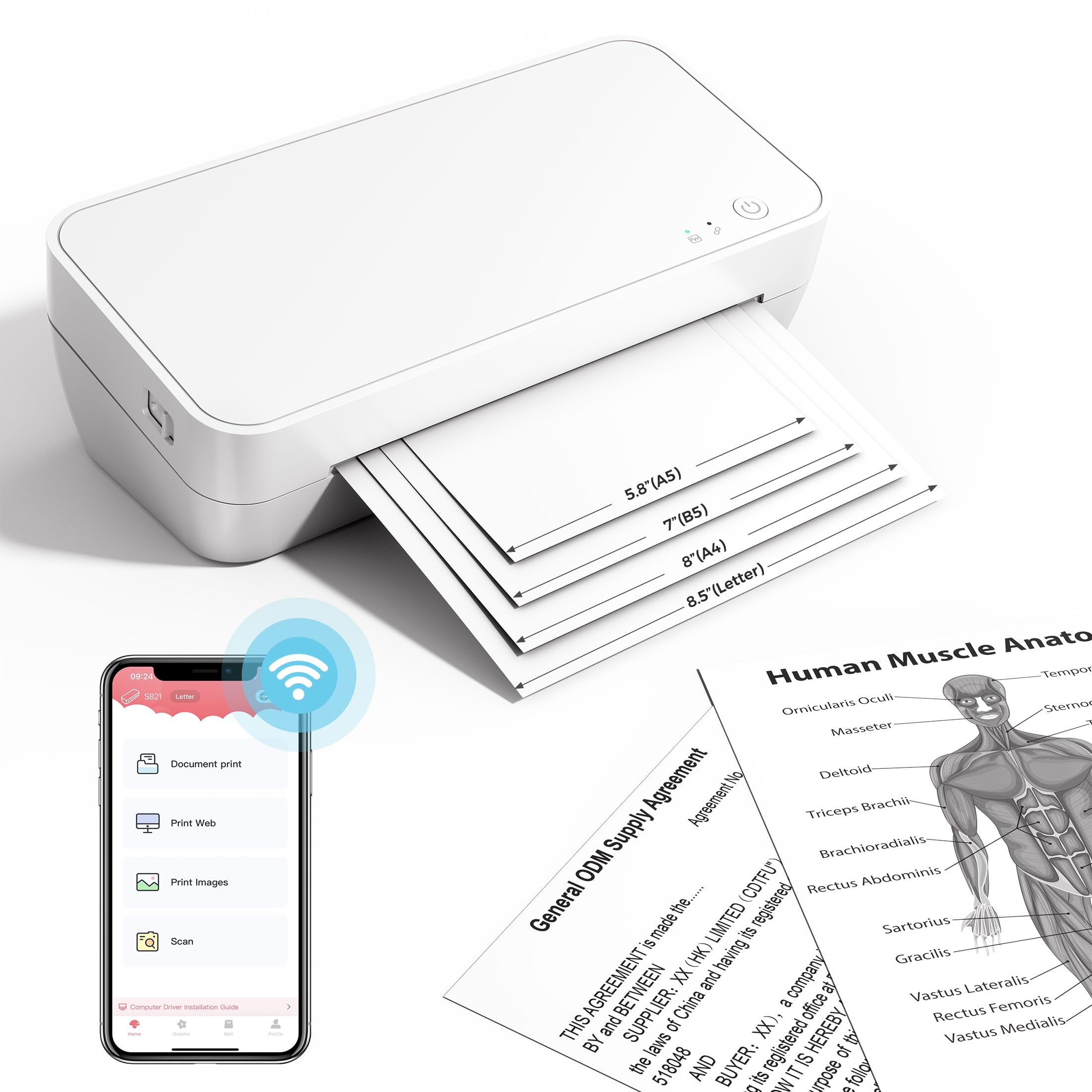 Snapklik.com : S821 Thermal Printer,Wireless Printer Support 8.5" X 11 ...