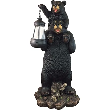 Amazon.com: Oritty Bear Statue Welcome Sign Garden Statue with Solar ...