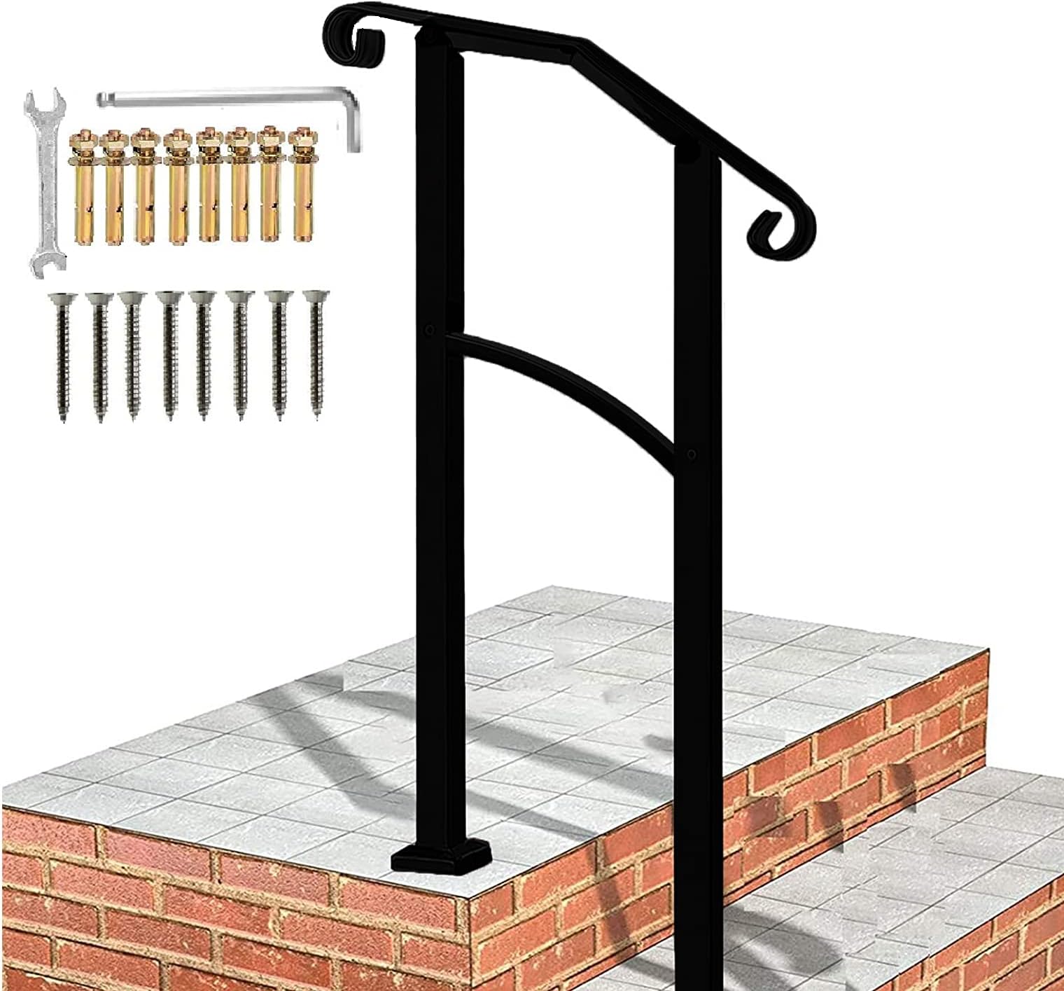Railing Now - Midway Transitional Handrail (Black) - Amazon.com