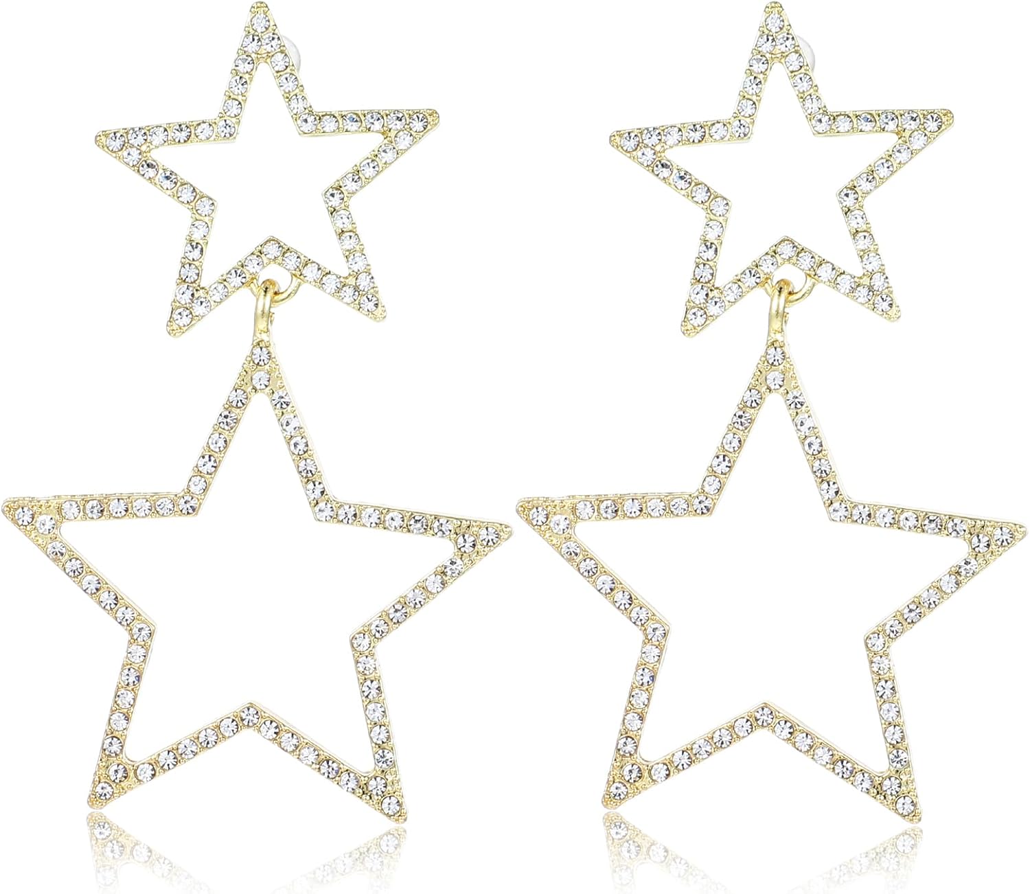 Amazon.com: Star Earrings for Women, Mabor Star Earrings Dangle Silver Star Earrings 14K Gold ...